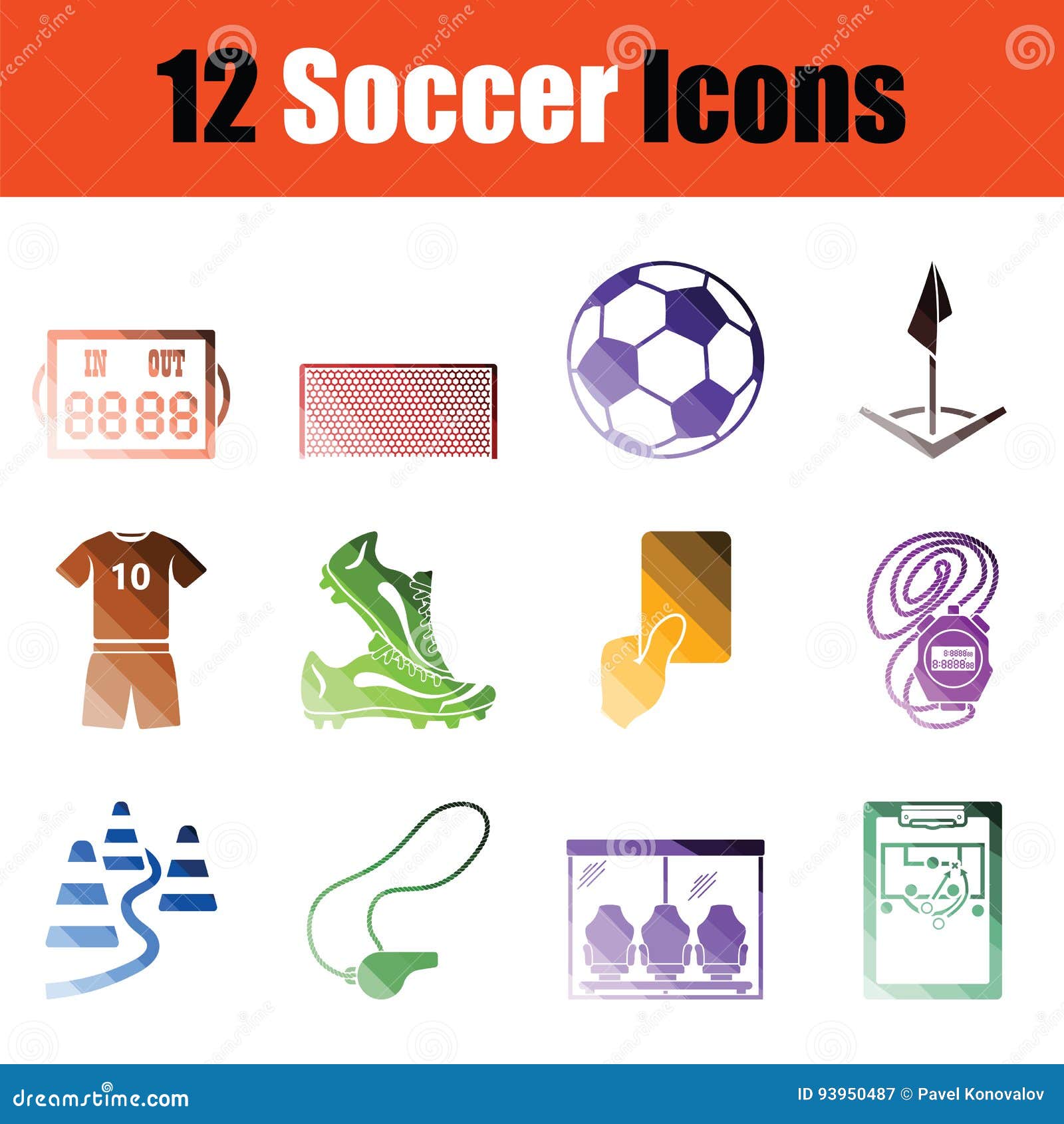 Set of soccer icons stock vector. Illustration of game - 93950487