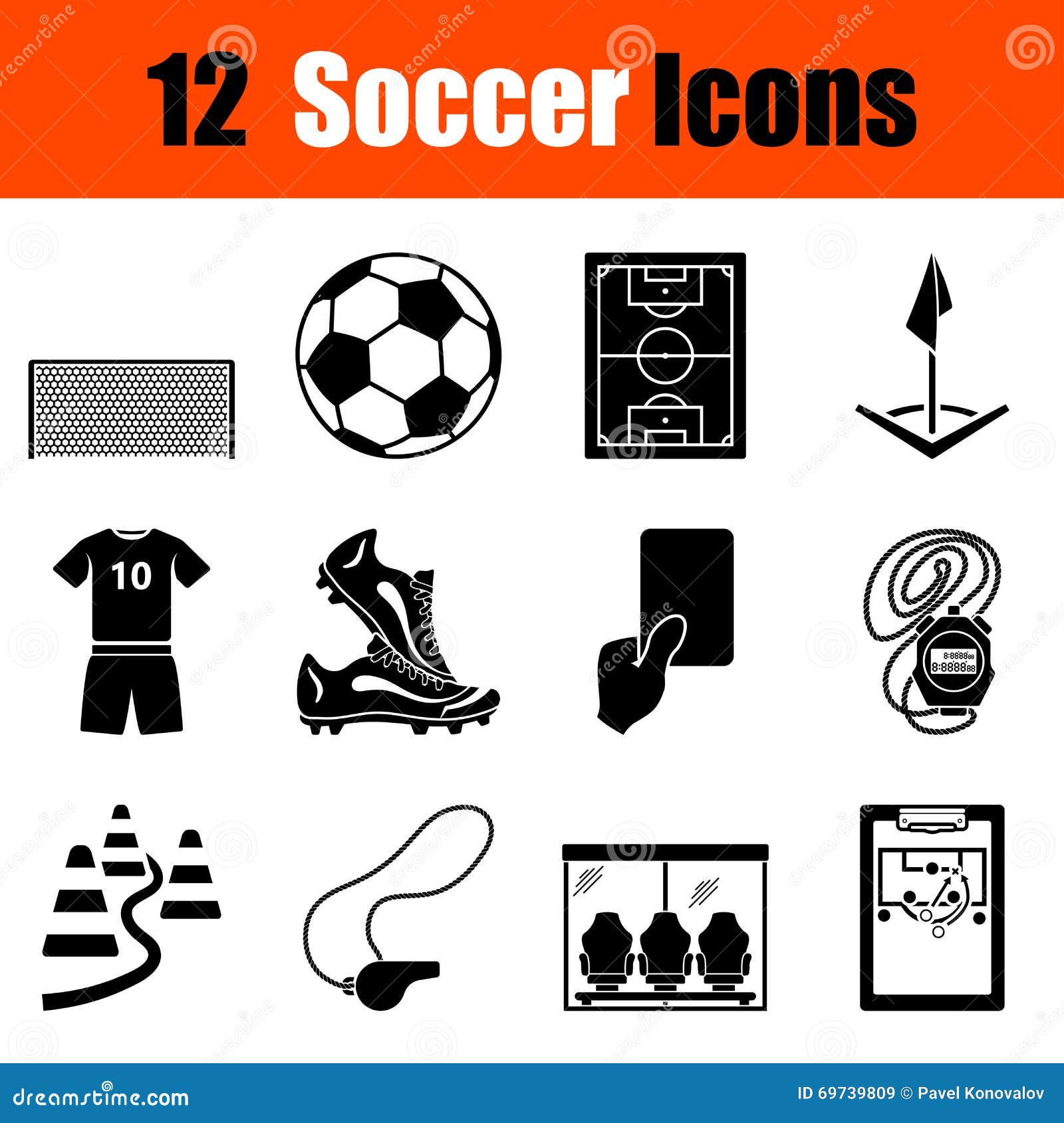 Set of soccer icons stock vector. Illustration of flag - 69739809