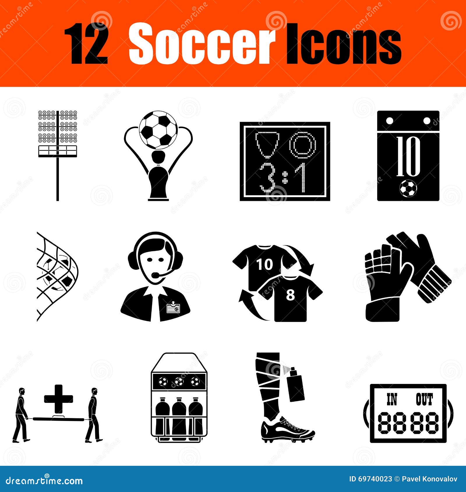 Set of soccer icons stock vector. Illustration of display - 69740023