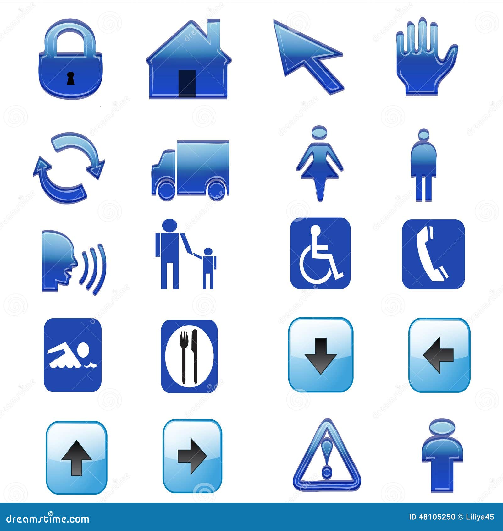 Set of Social blue icons . stock illustration. Illustration of message ...