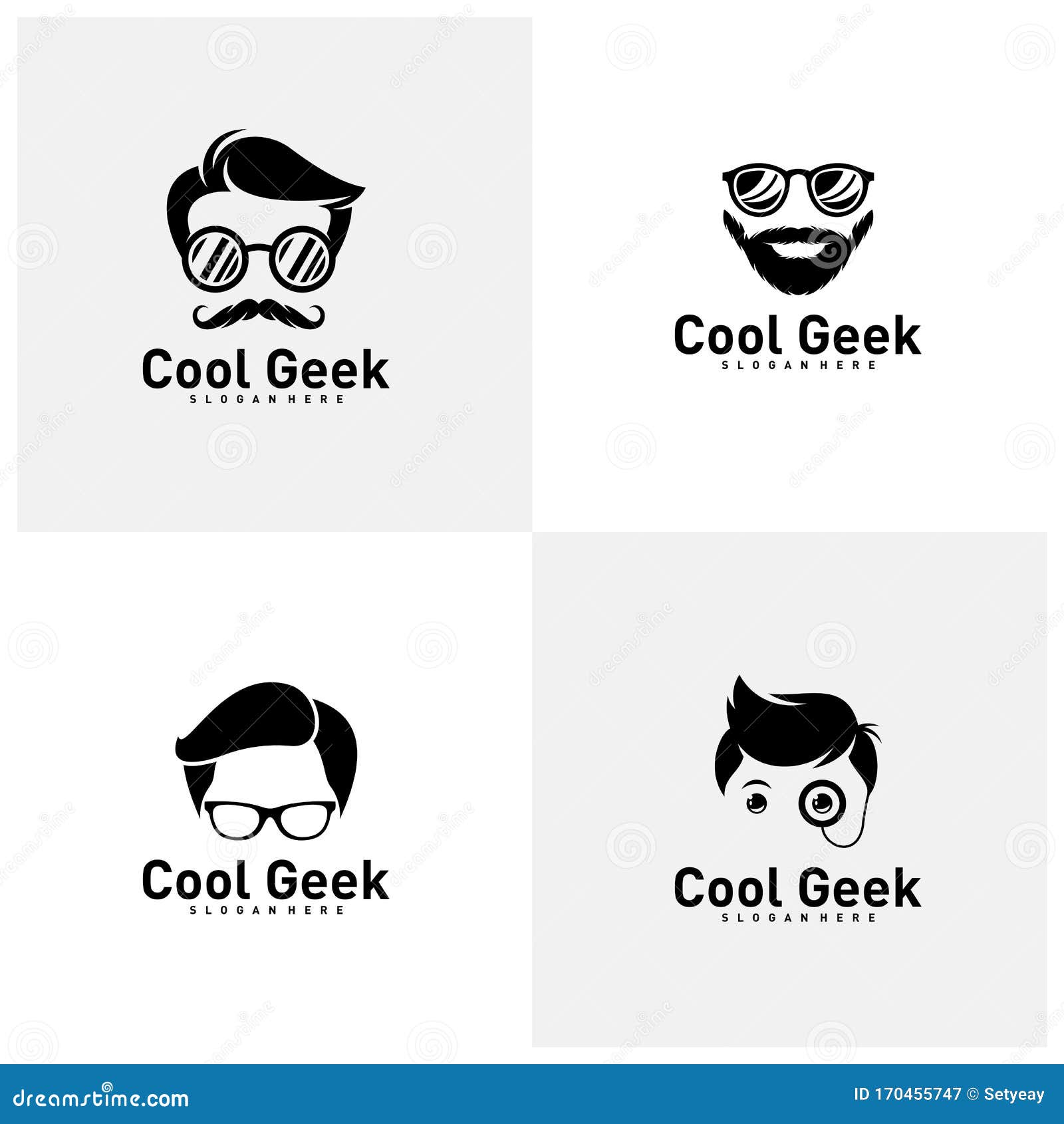Set of Social Geek Logo Design Template. Geek Vector Design Icon Stock ...