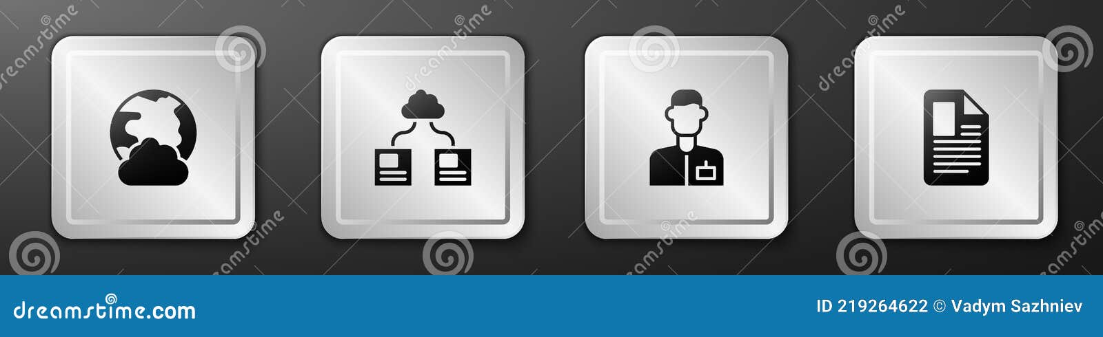 Set Social Network, Cloud Technology Data Transfer, Analyst Engineer and File Document Icon ...