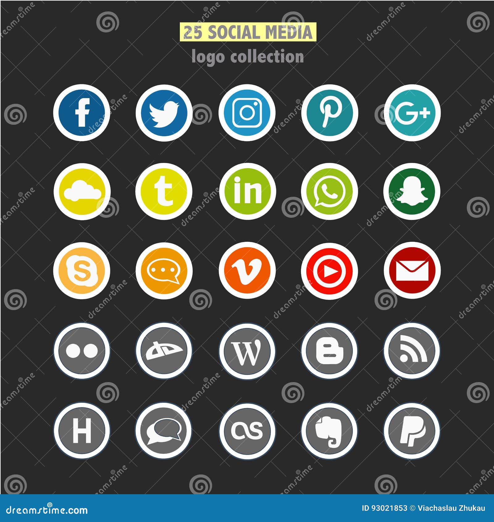 A Set of 25 Social Network Logos Editorial Stock Photo - Illustration ...