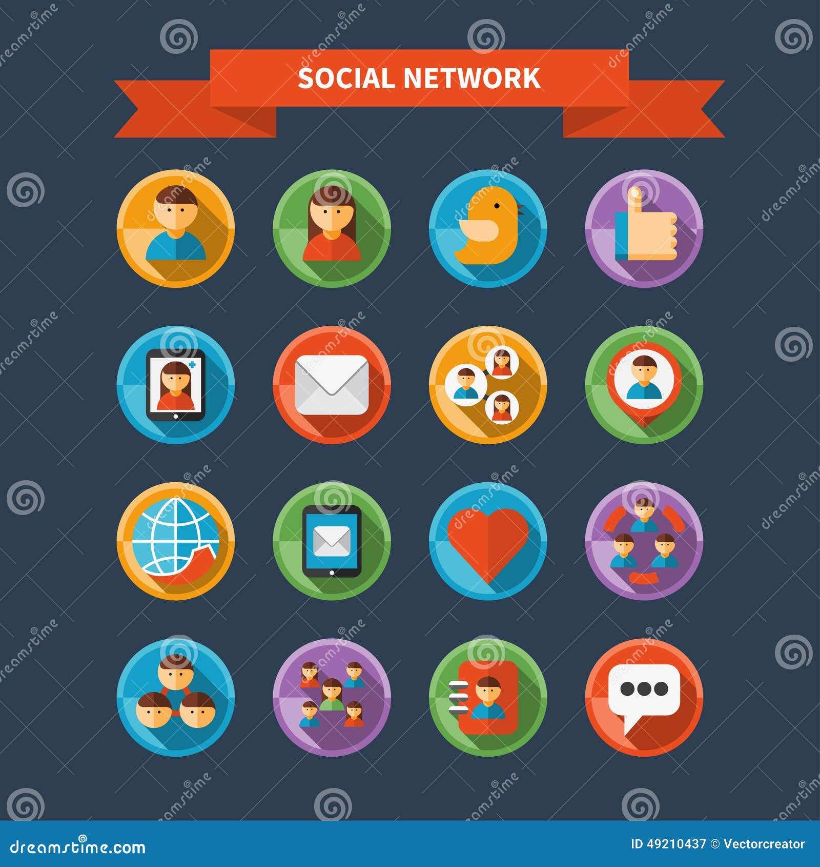 Set of Social Network and Media Icons Stock Vector - Illustration of ...