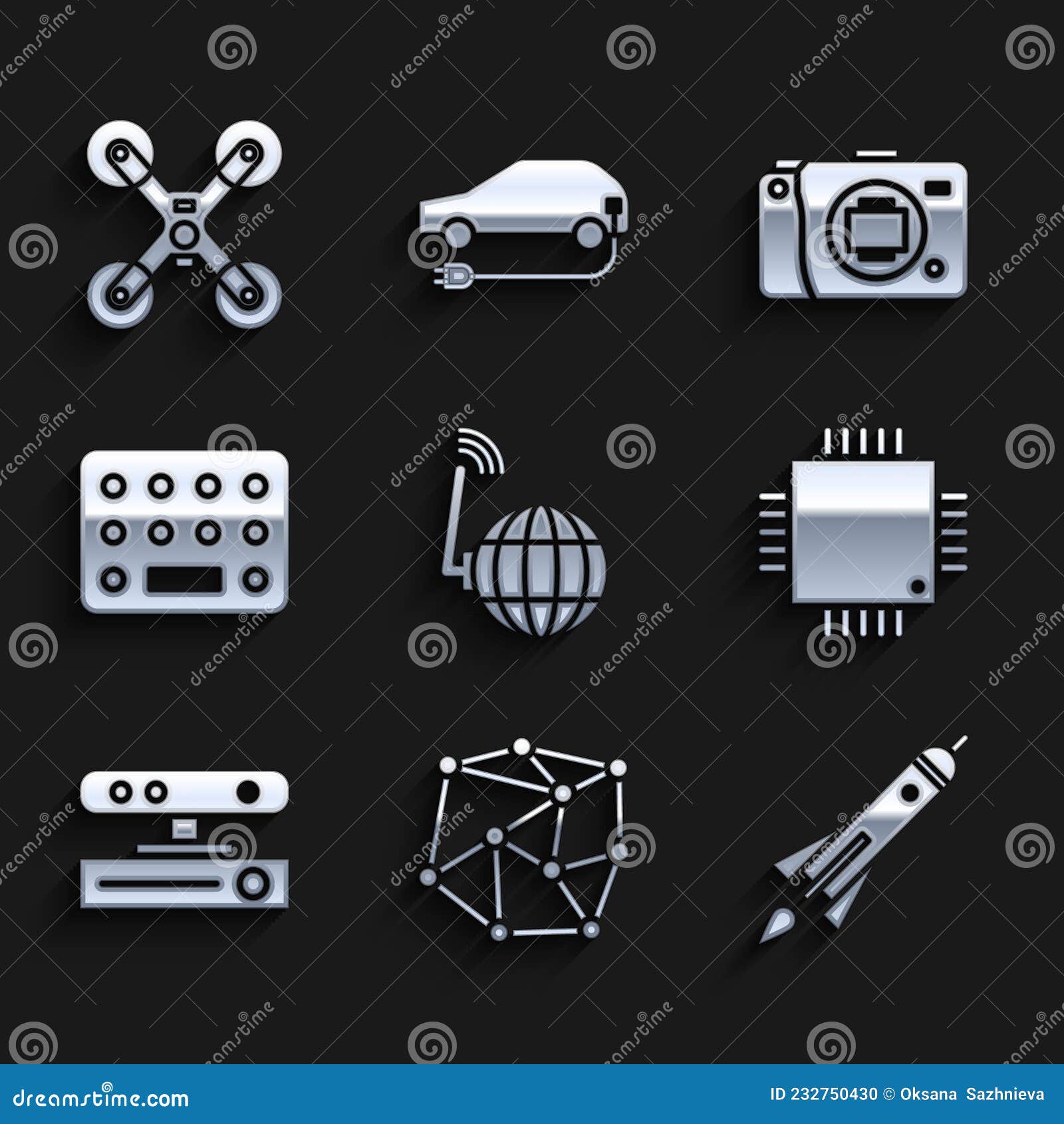 Set Social Network, Neural, Rocket Ship with Fire, Processor ... Set Social Network, Neural, Rocket Ship with Fire, Processor ...