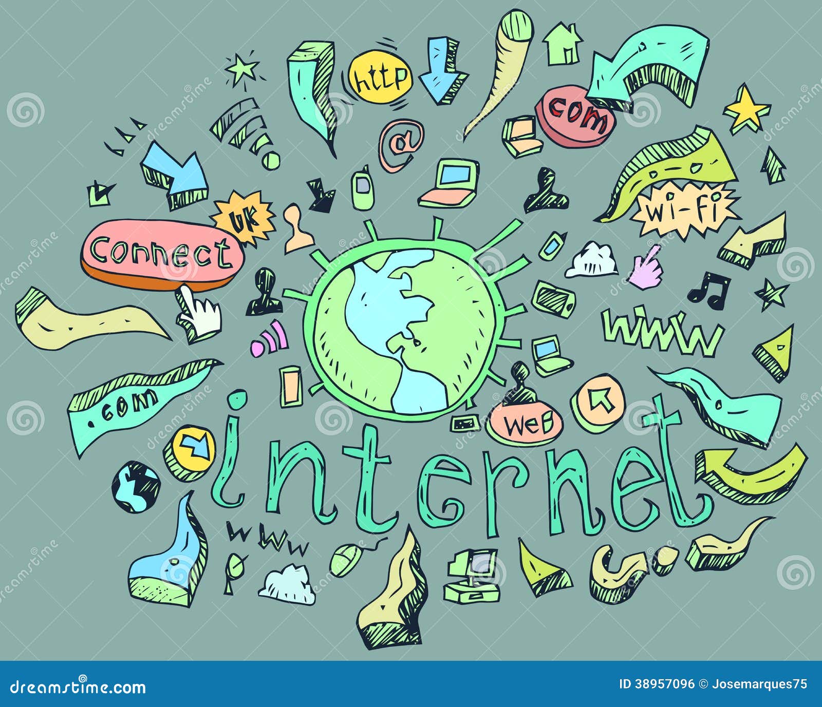 Set of social technology. stock vector. Illustration of communication ...