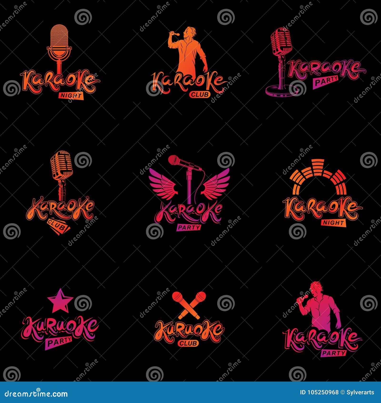 Set of Social Telecommunication Theme Logotypes, Emblems and Posters ...