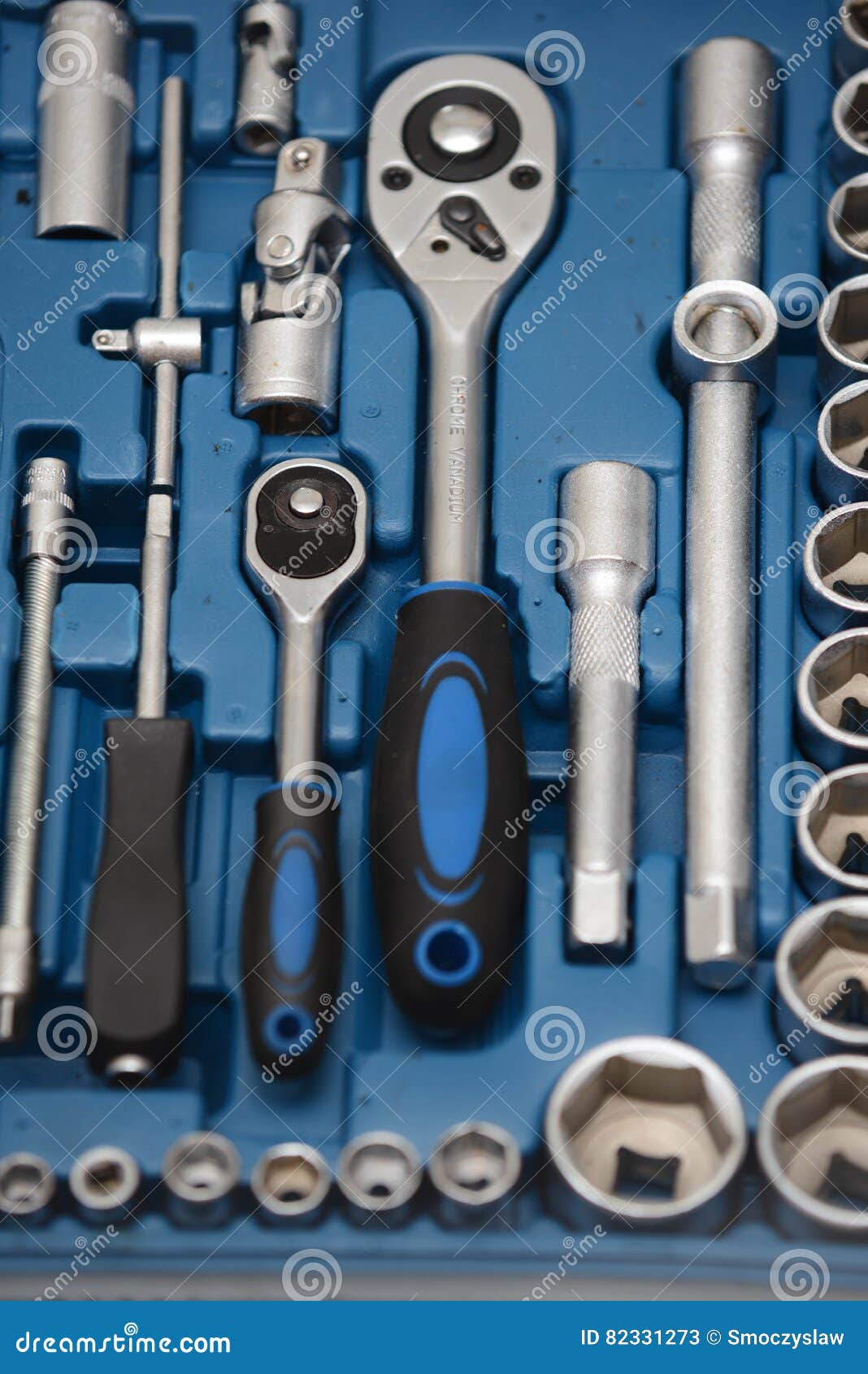 Set of Socket Wrench in Plastic Box Stock Image - Image of socket ...