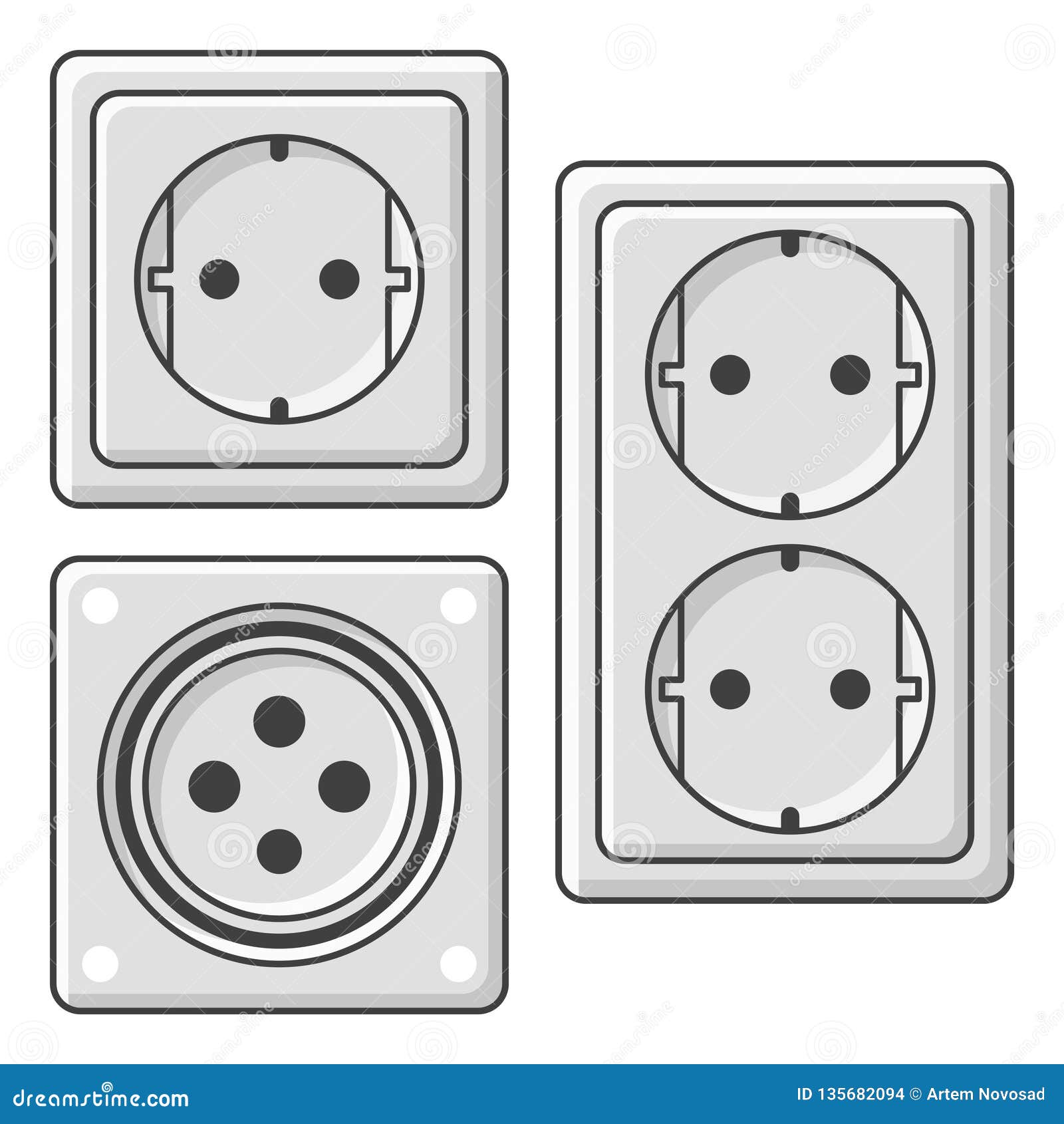 A Set of Sockets. Vector Illustration on White Background. Stock Vector ...