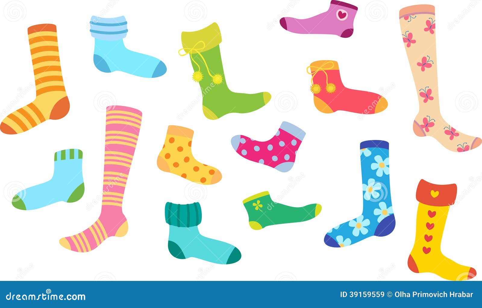 Set Of Socks Of Different Colors And Design Stock Vector - Image: 39159559