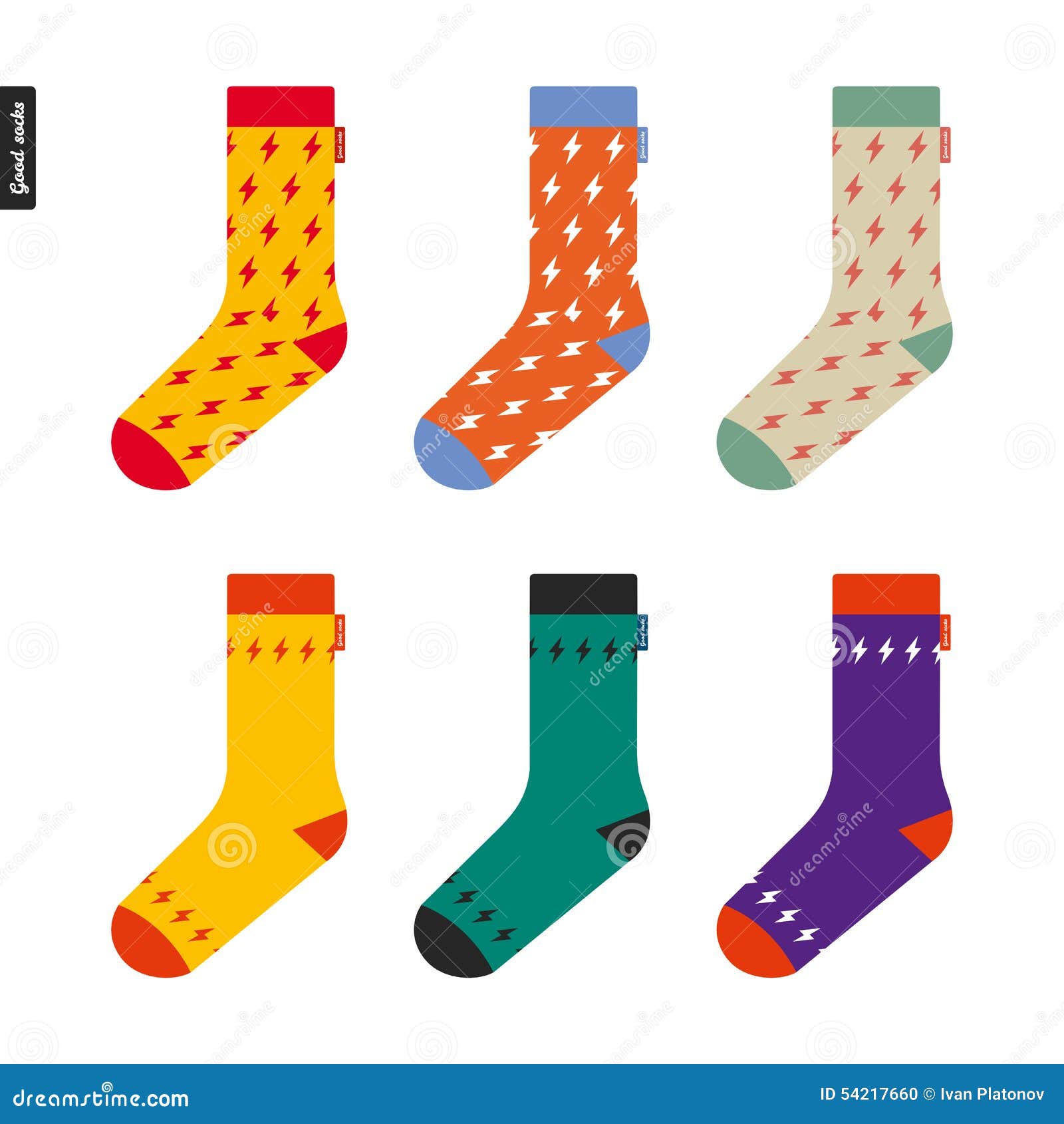 Set of Socks with Flash Pattern Stock Vector - Illustration of kids ...