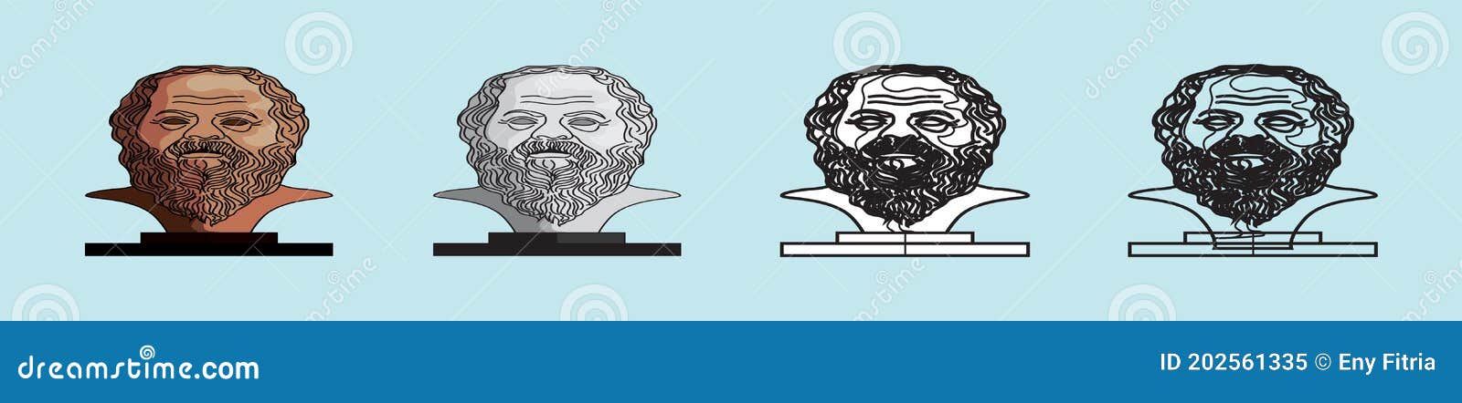 Set of Socrates Classical Greek Philosopher Cartoon Icon Design ...