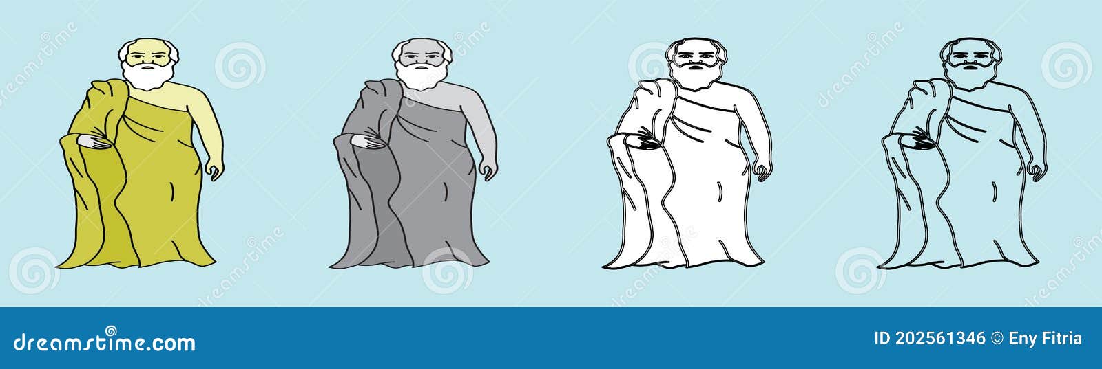 Set of Socrates Classical Greek Philosopher Cartoon Icon Design ...