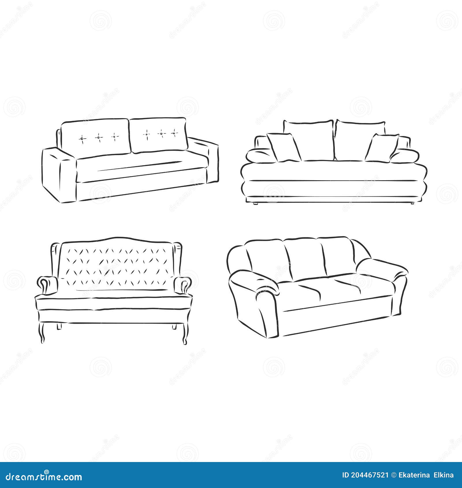 Set of Sofas Drawings Sketch Style, Vector Illustration. Sofa Vector ... Set of Sofas Drawings Sketch Style, Vector Illustration. Sofa Vector ...