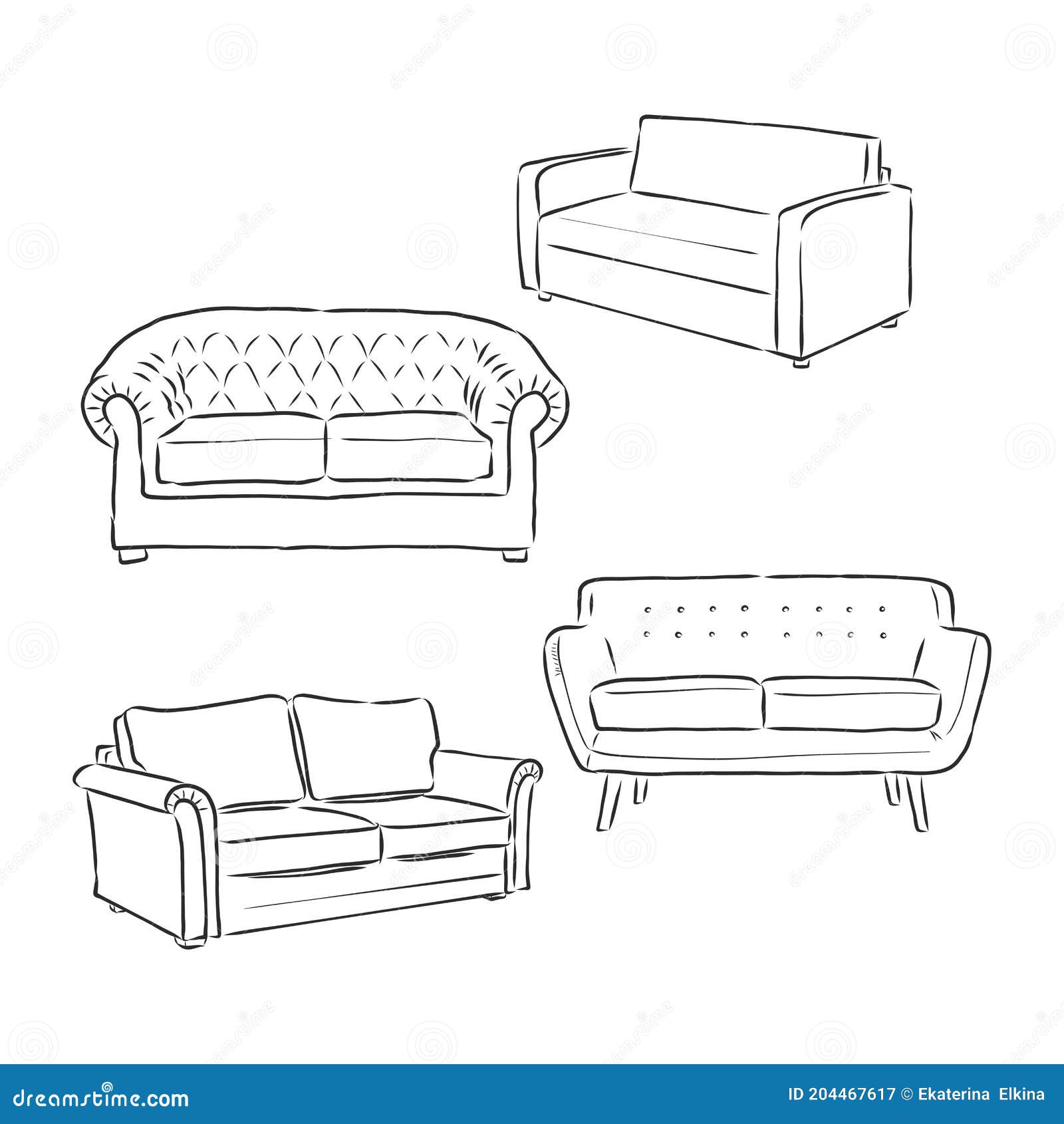 Set of Sofas Drawings Sketch Style, Vector Illustration. Sofa Vector ... Set of Sofas Drawings Sketch Style, Vector Illustration. Sofa Vector ...