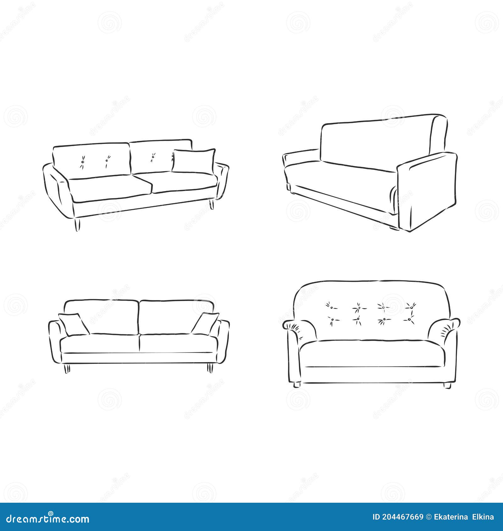 Set of Sofas Drawings Sketch Style, Vector Illustration. Sofa Vector ... Set of Sofas Drawings Sketch Style, Vector Illustration. Sofa Vector ...