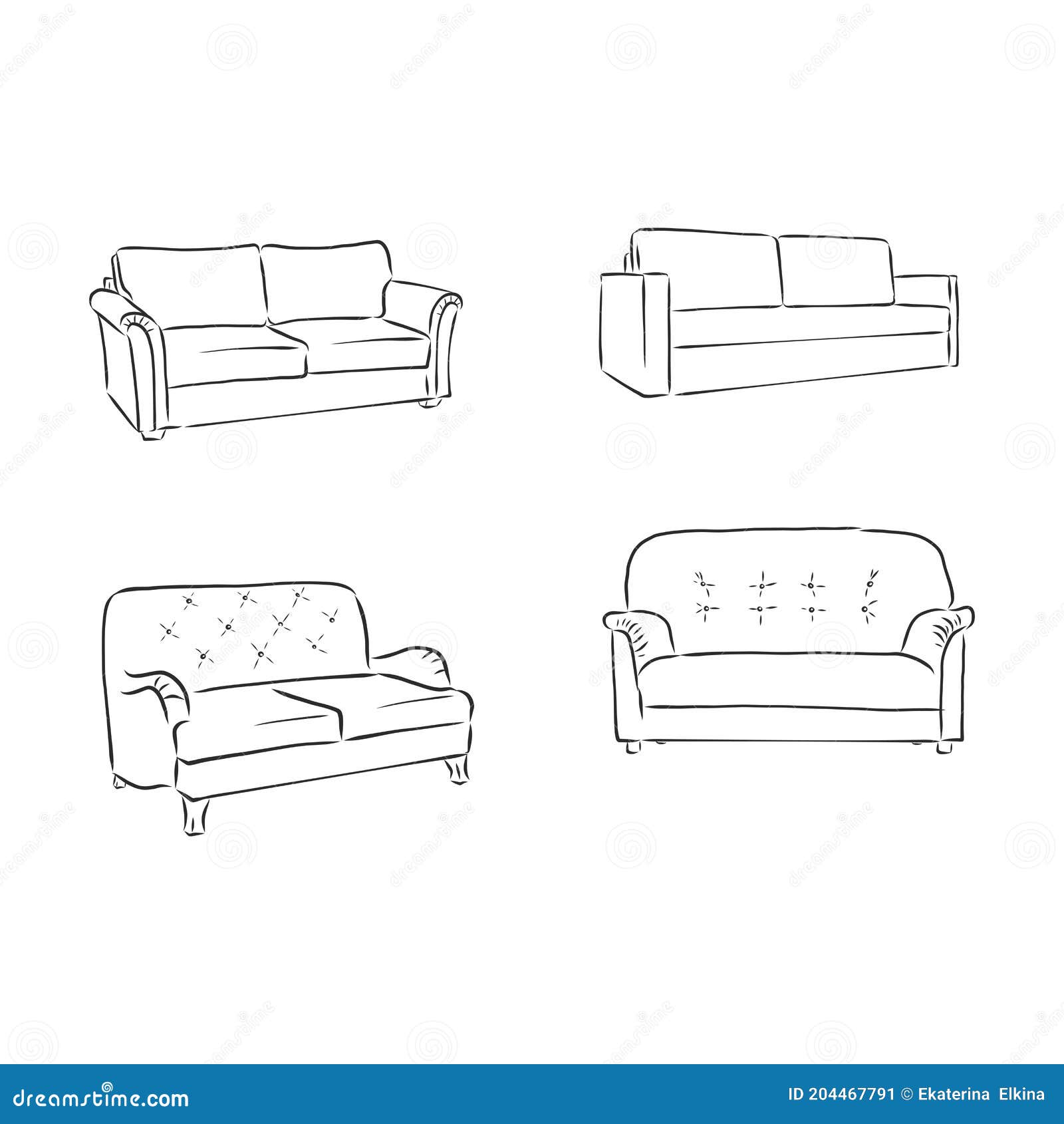 Set of Sofas Drawings Sketch Style, Vector Illustration. Sofa Vector ... Set of Sofas Drawings Sketch Style, Vector Illustration. Sofa Vector ...