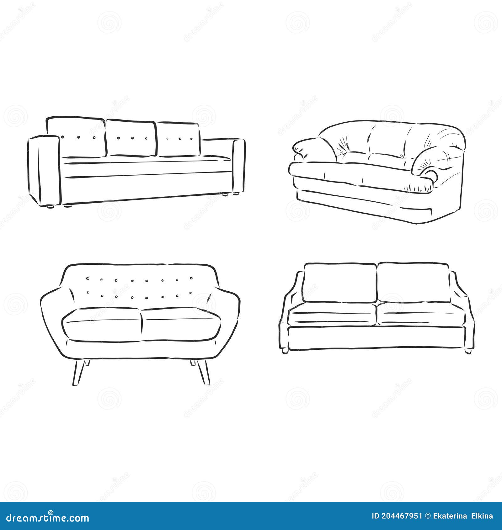 Set of Sofas Drawings Sketch Style, Vector Illustration. Sofa Vector ... Set of Sofas Drawings Sketch Style, Vector Illustration. Sofa Vector ...