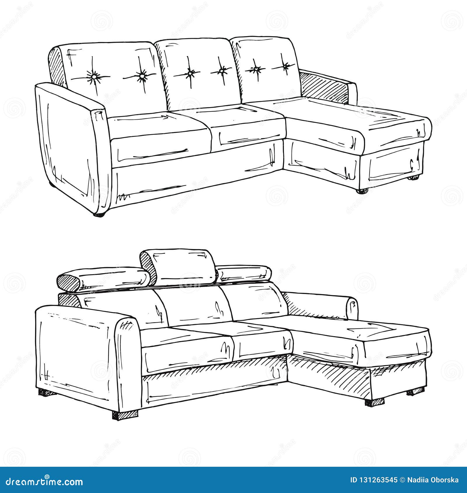 Set of Sofas Isolated on White Background.Vector Illustration in a ...