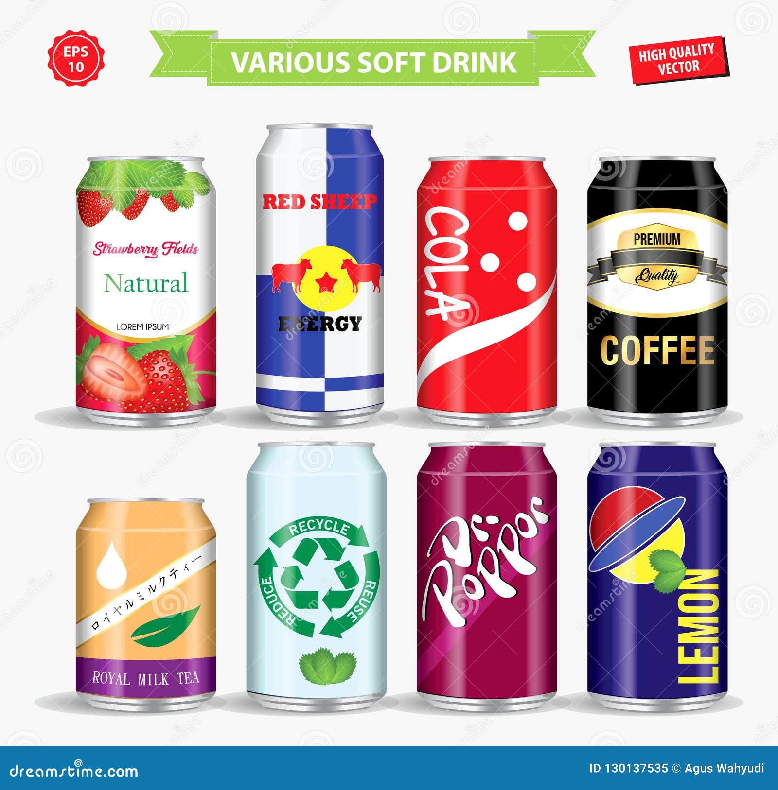 Set of Soft Drink in Various Aluminium Can. Easy To Modify Stock Vector ...