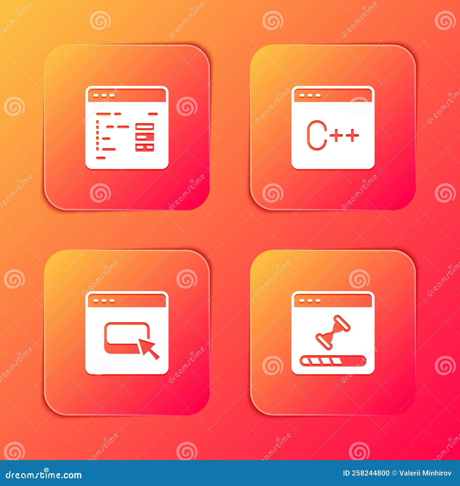 Set Software, , Browser Files and Loading Data Window Icon. Vector ... Set Software, , Browser Files and Loading Data Window Icon. Vector ...