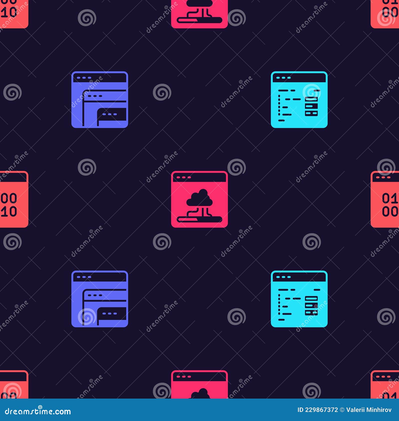 Set Software, , Cloud Technology Data Transfer and Binary Code on ...