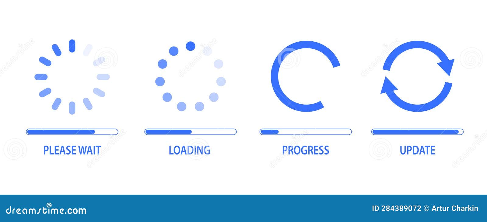 Set of Software Download and Update Icons Isolated on White Background ...