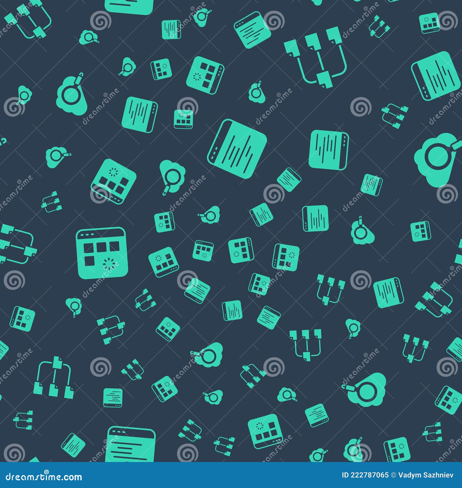Set Software, Folder Tree, Loading Data Window and Search Cloud Computing on Seamless Pattern ...