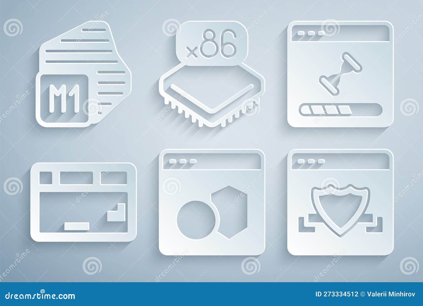 Set Software Loading Data Window Keyboard Browser With Shield Processor Microcircuits Cpu