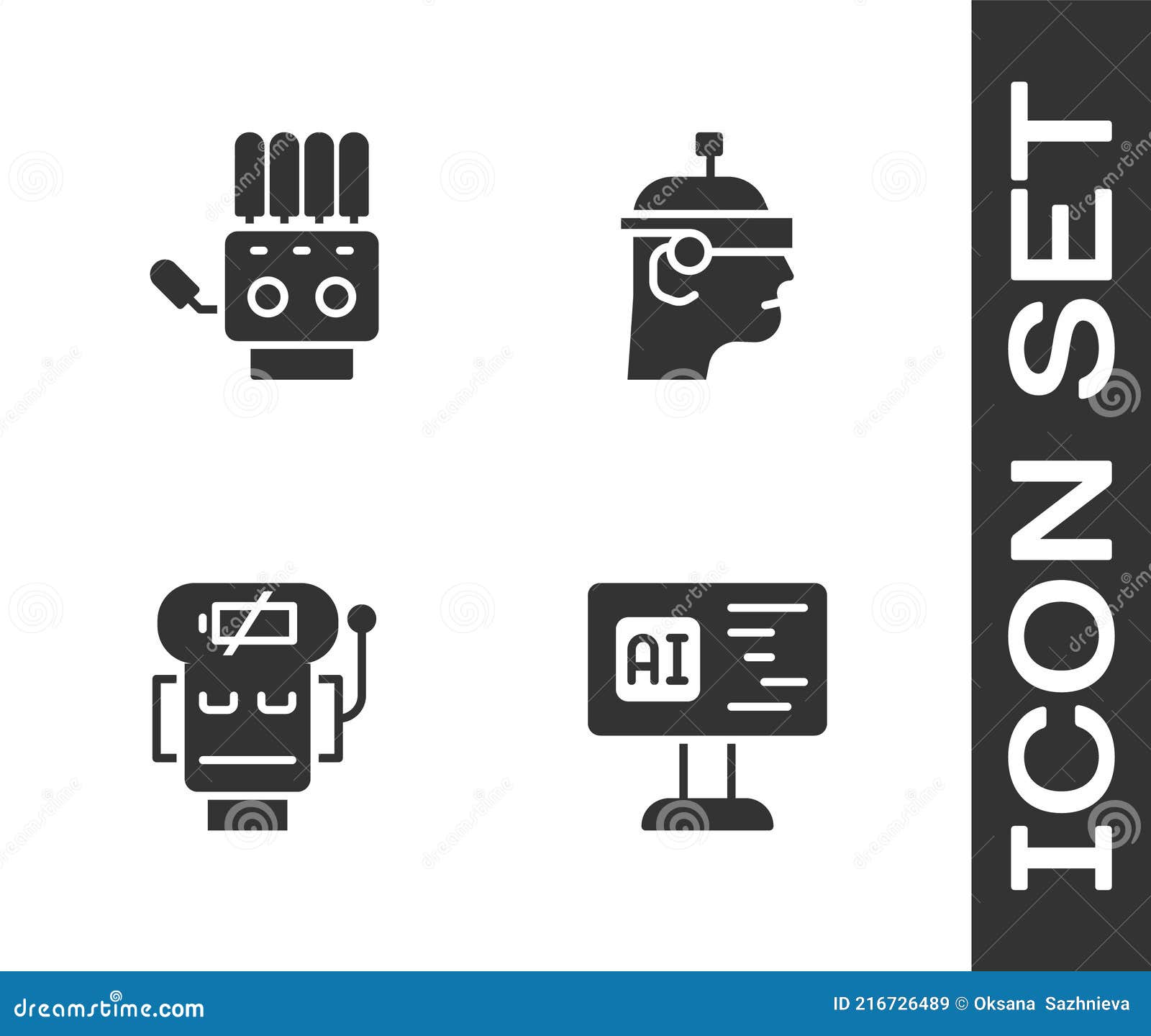 Set Software, Mechanical Robot Hand, Robot Low Battery Charge and Smart ...