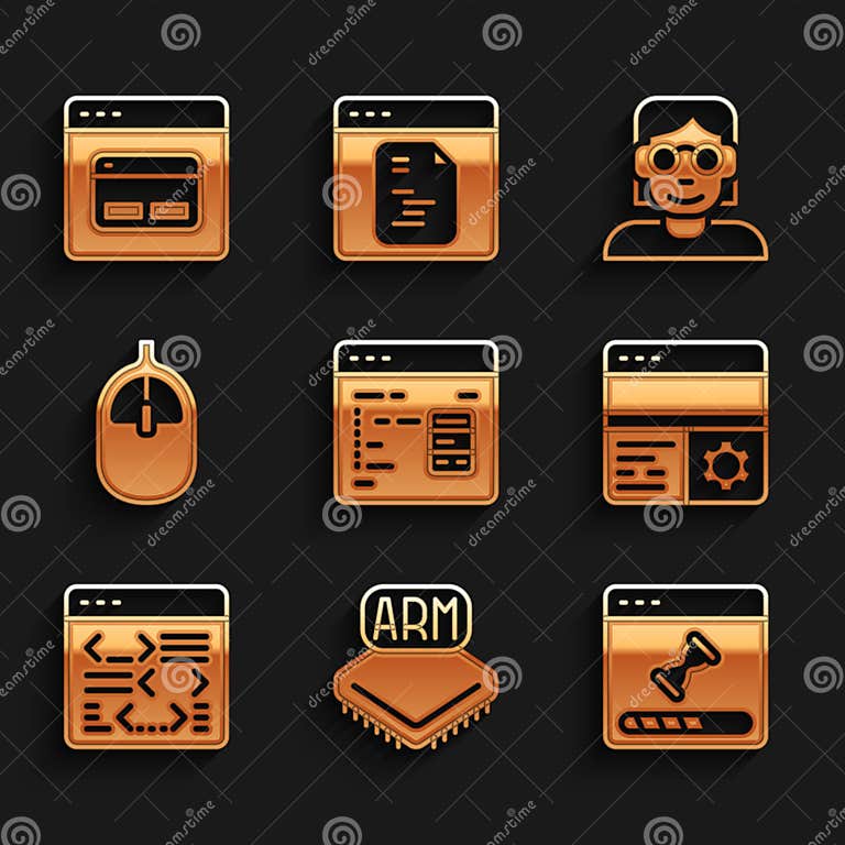 Set Software, Processor, Loading Data Window, Debugging, Computer Mouse, Hacker Coder and Search ...