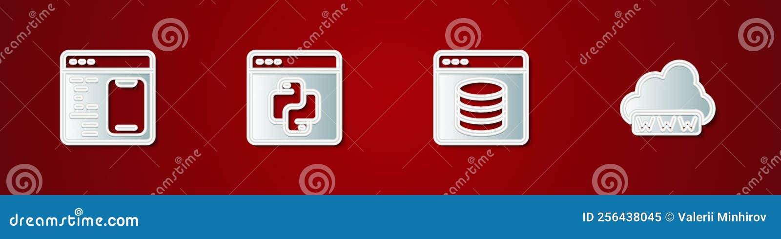 Set Software Python Programming Language Server Data Web Hosting And Development Icon