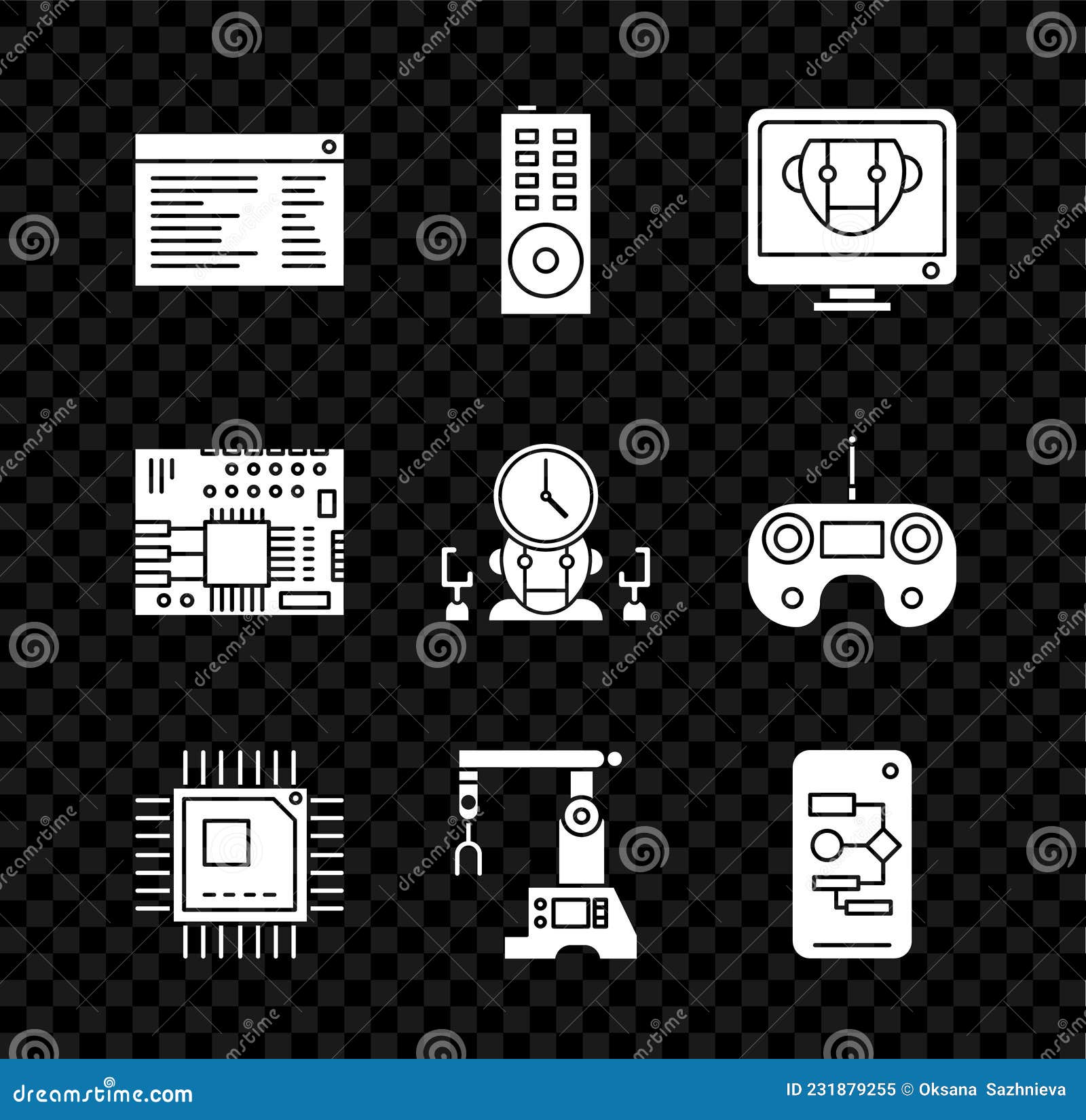 Set Software Web Developer Programming Code Remote Control Bot Processor With Microcircuits