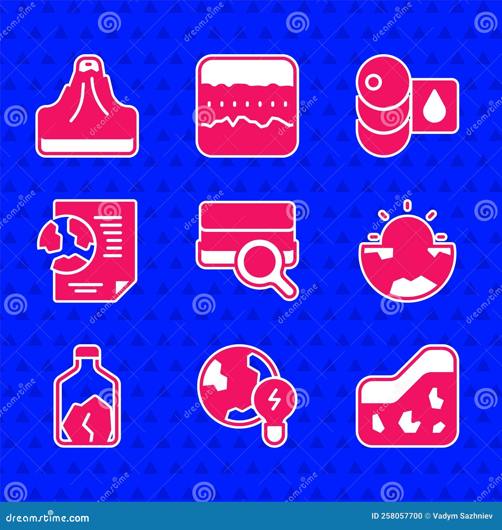 Set Soil Analysis, Global Planet with Bulb, Ground, Earth Core ...