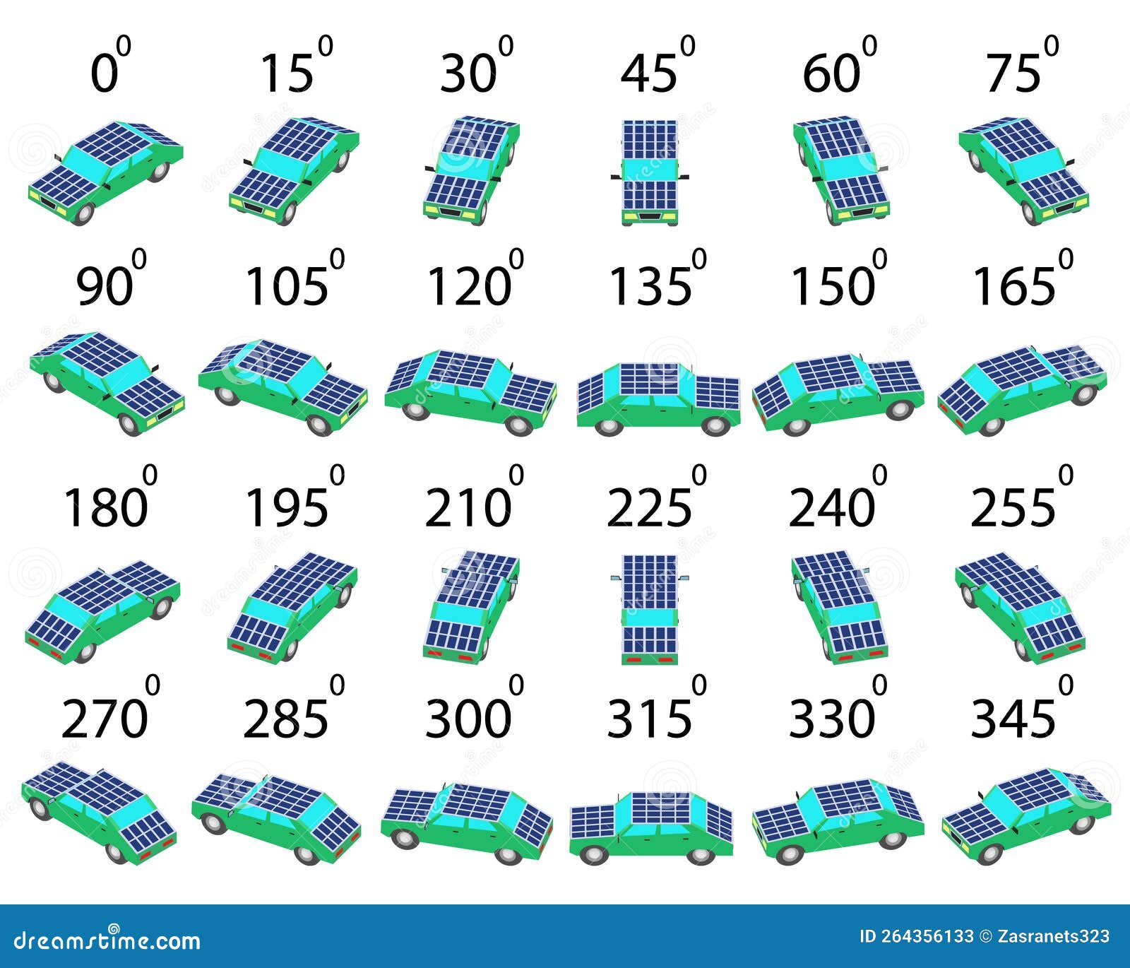 A Set of 24 Solar Cars from Different Angles. Stock Vector ...