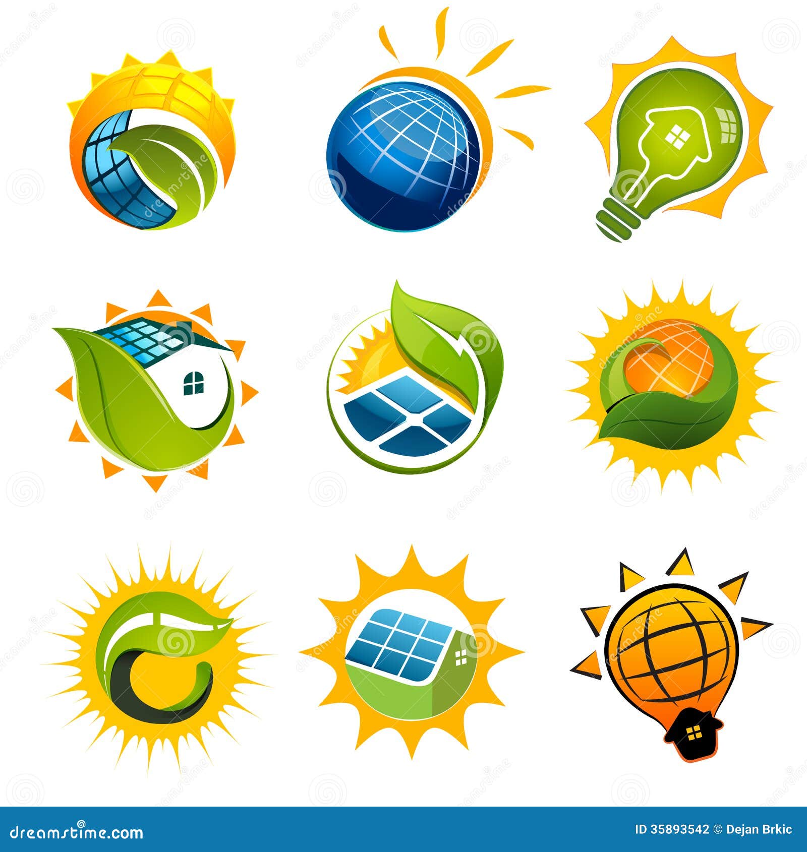 SET of SOLAR elements stock vector. Illustration of balloon - 35893542