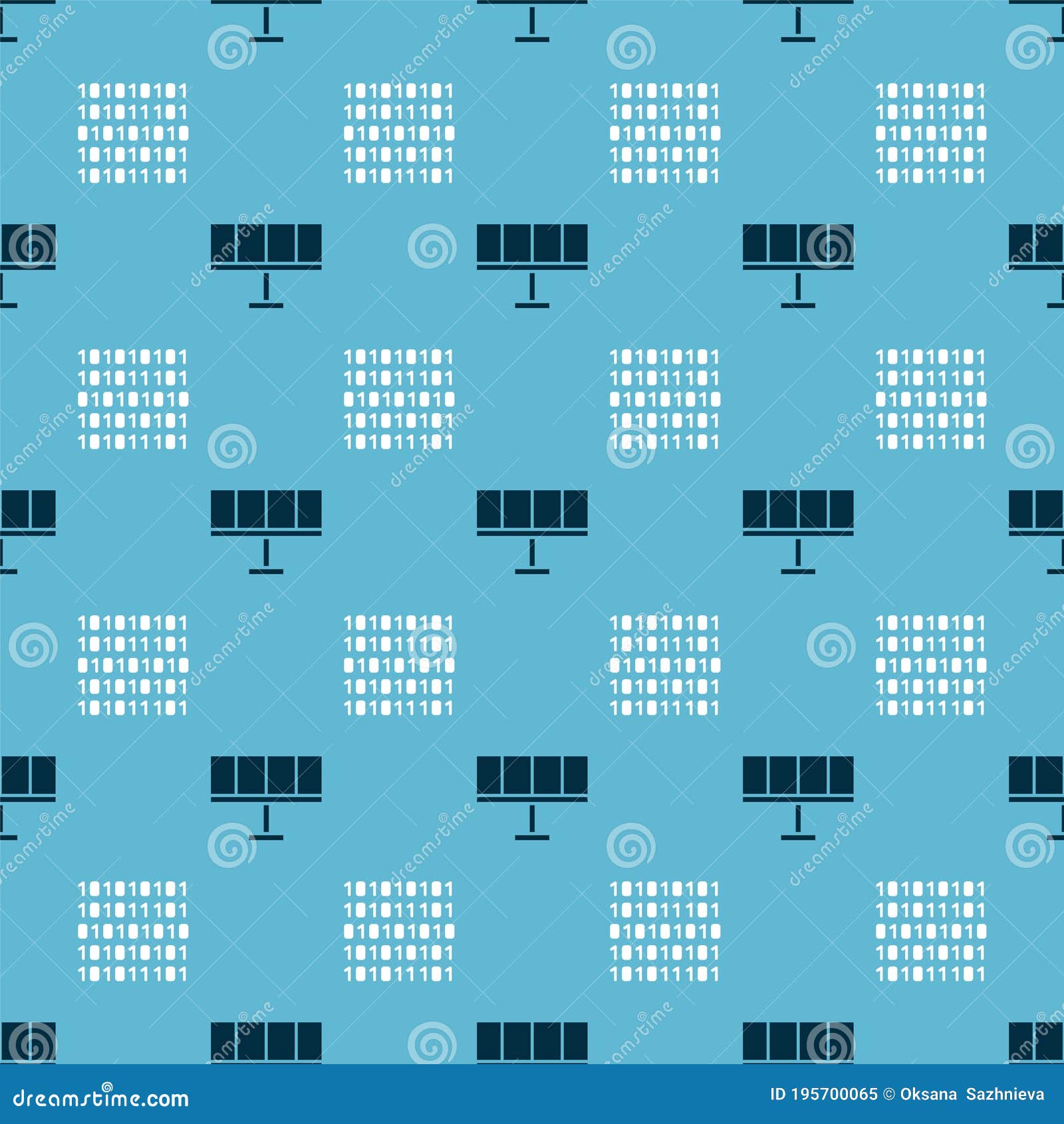 Set Solar Energy Panel and Binary Code on Seamless Pattern. Vector Stock Vector - Illustration ...