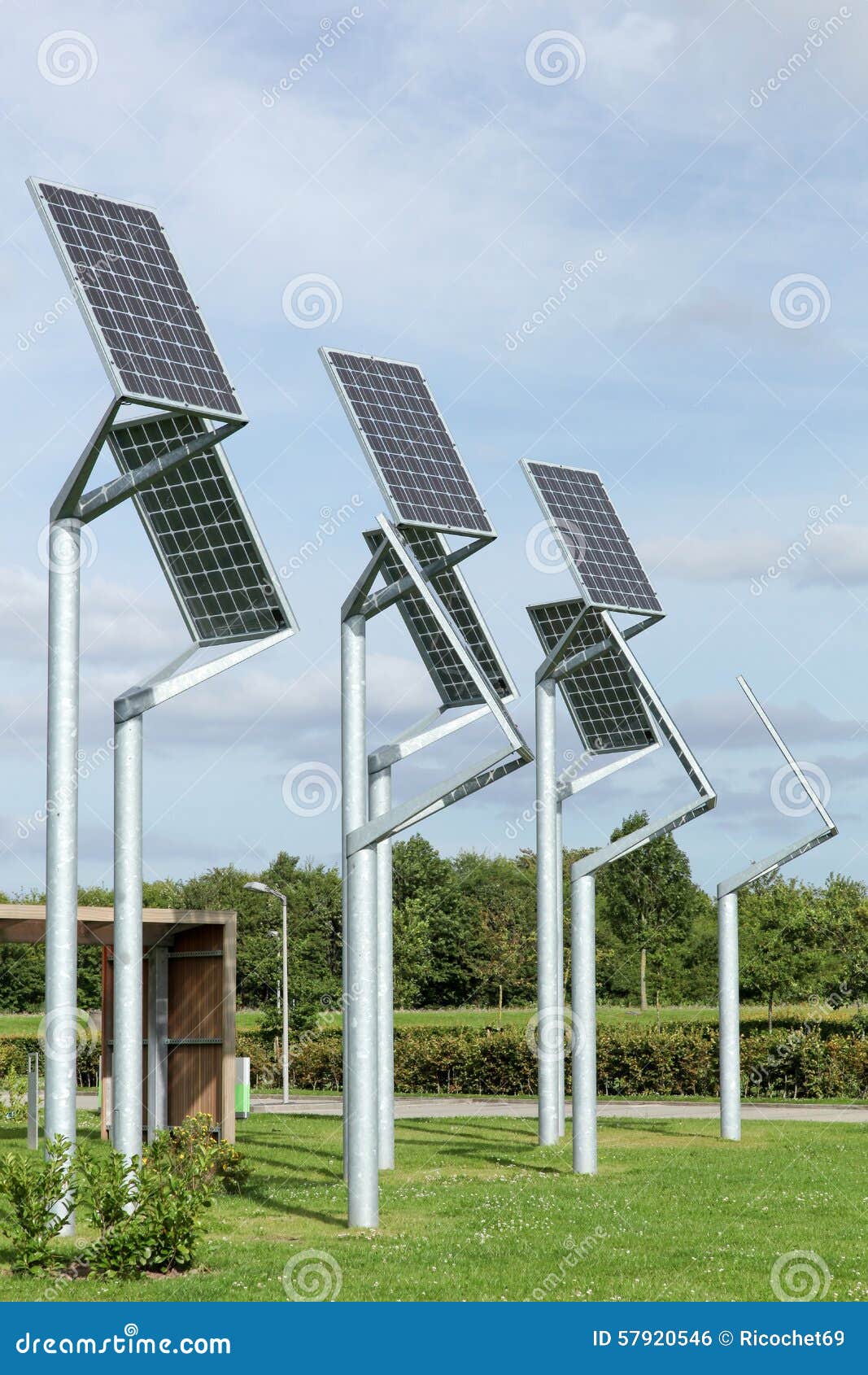 Set of solar panel poles stock photo. Image of ecology - 57920546