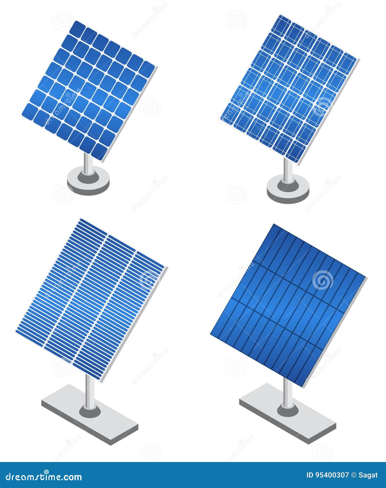 Set of Solar Panels in Isometric Projection. Stock Vector ...
