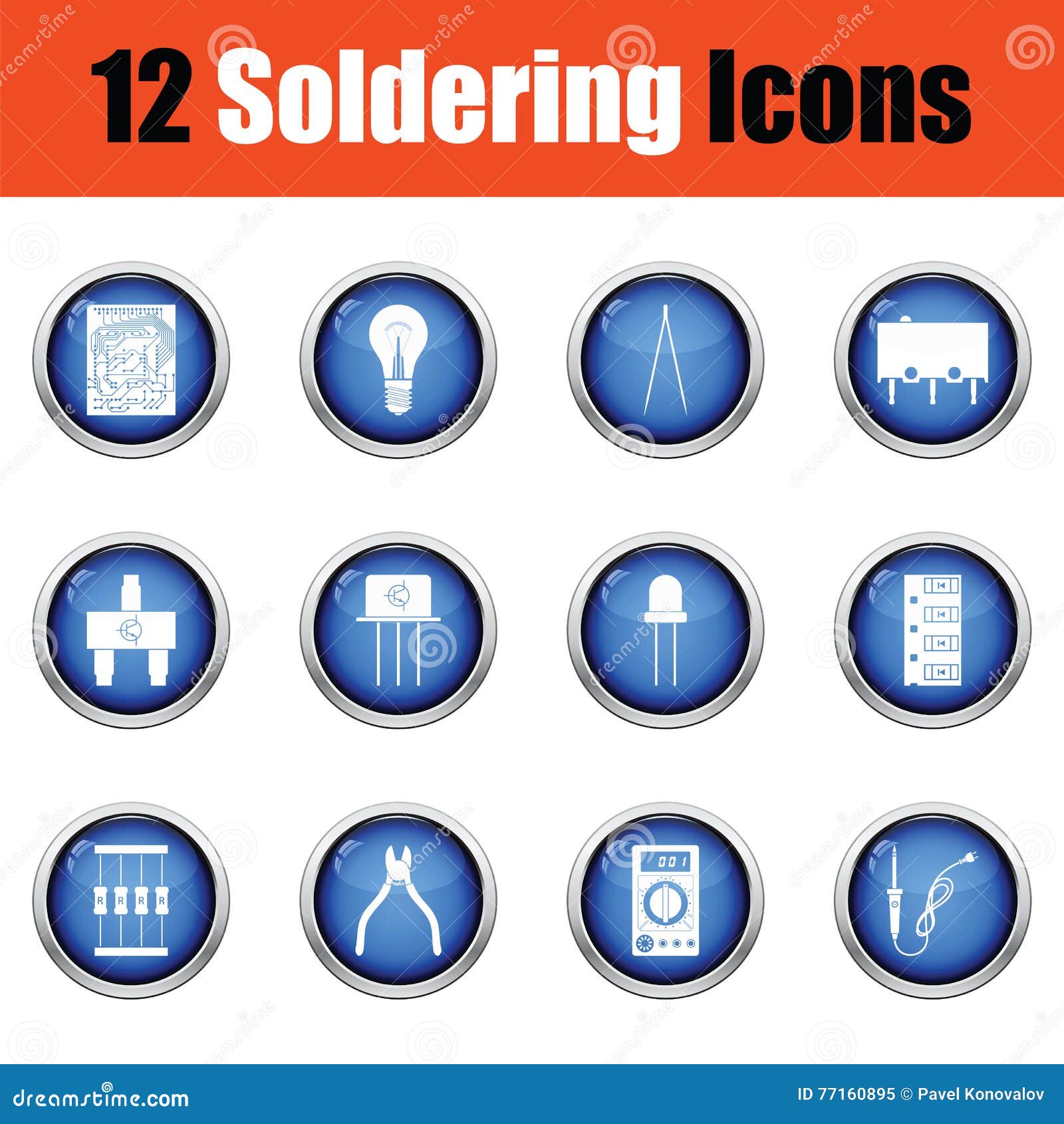 Set of soldering icons. stock illustration. Illustration of resistor ...