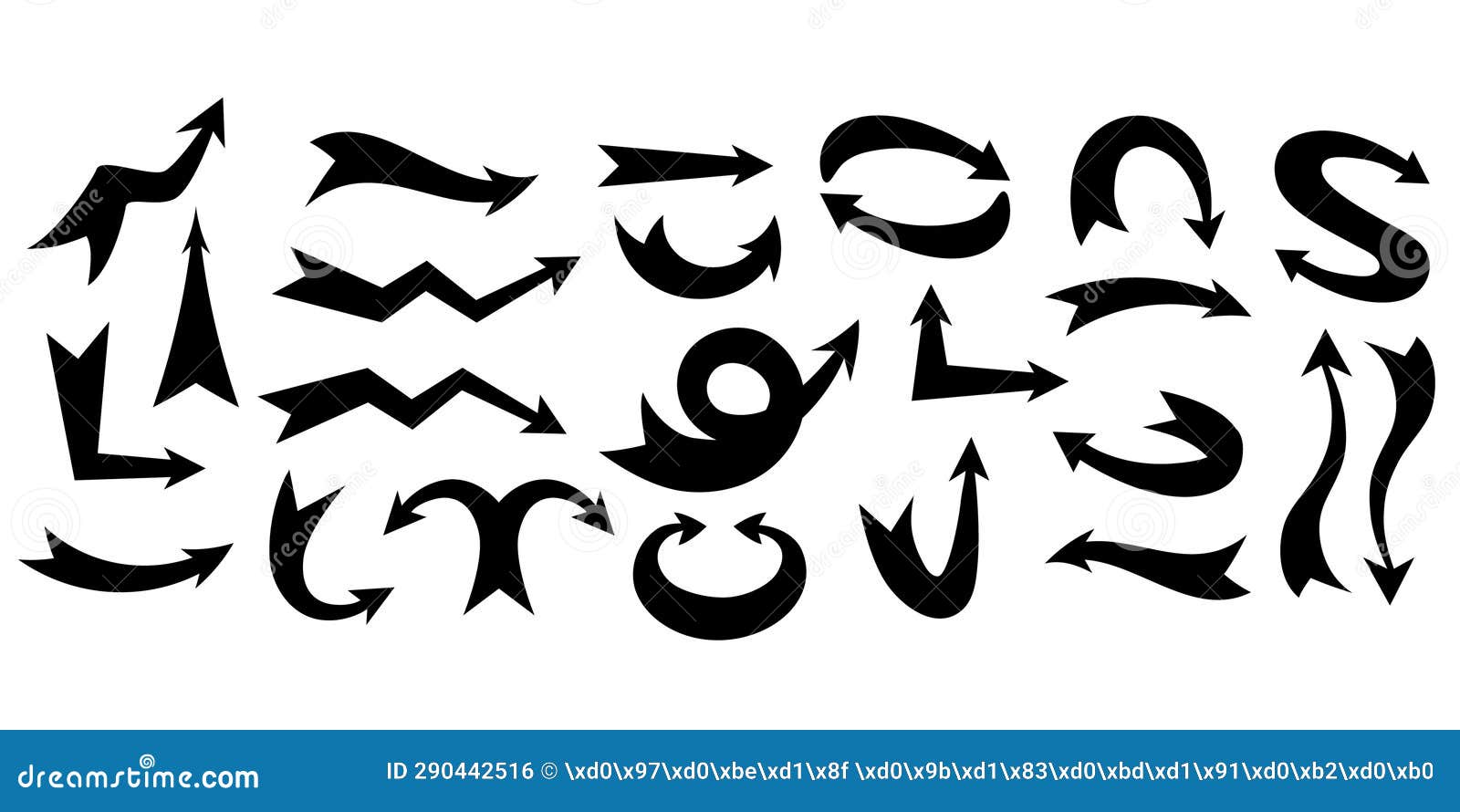 Set of Solid Silhouettes of Volumetric Thick Arrows of Direction and ...