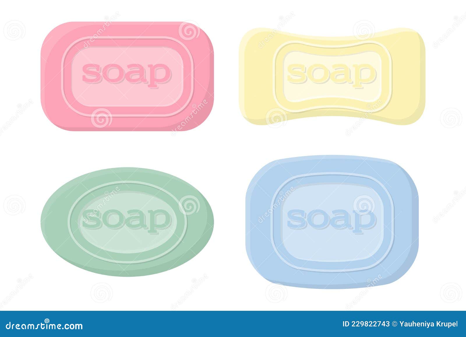 A Set of Solid Soap of Different Shapes with Bubbles. Hygiene Soap ...