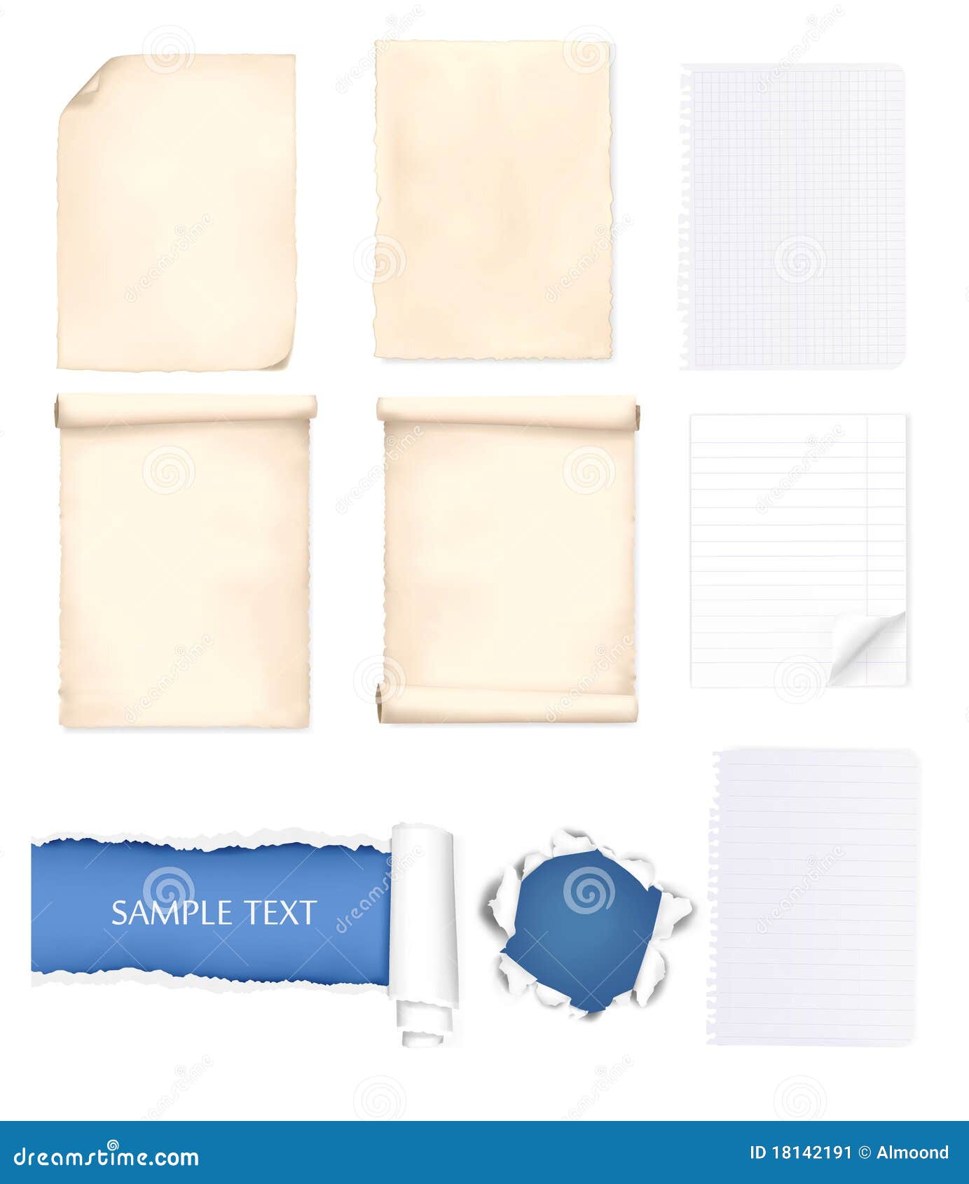 Set of Some Paper Sheets. Vector. Stock Vector - Illustration of ...