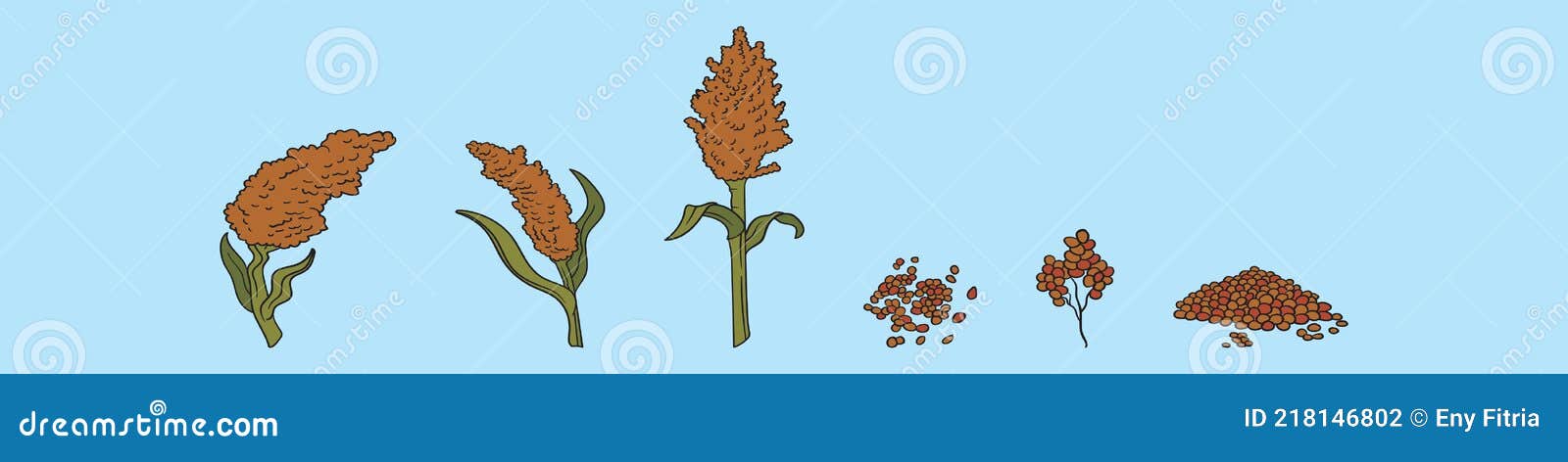 Set of Sorghum Cartoon Icon Design Template with Various Models. Vector ...