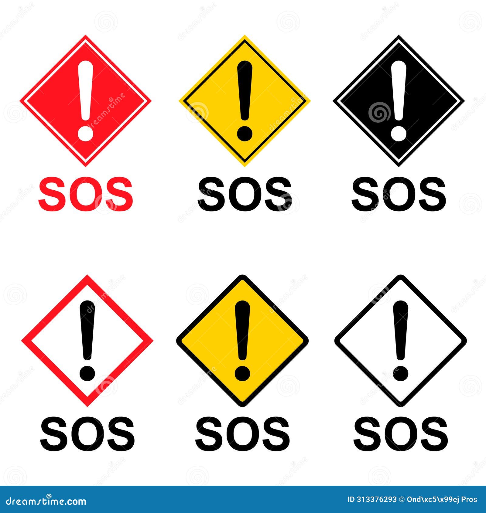Set of SOS Help Icon, Safety Support Alert Design, Save Vector ...