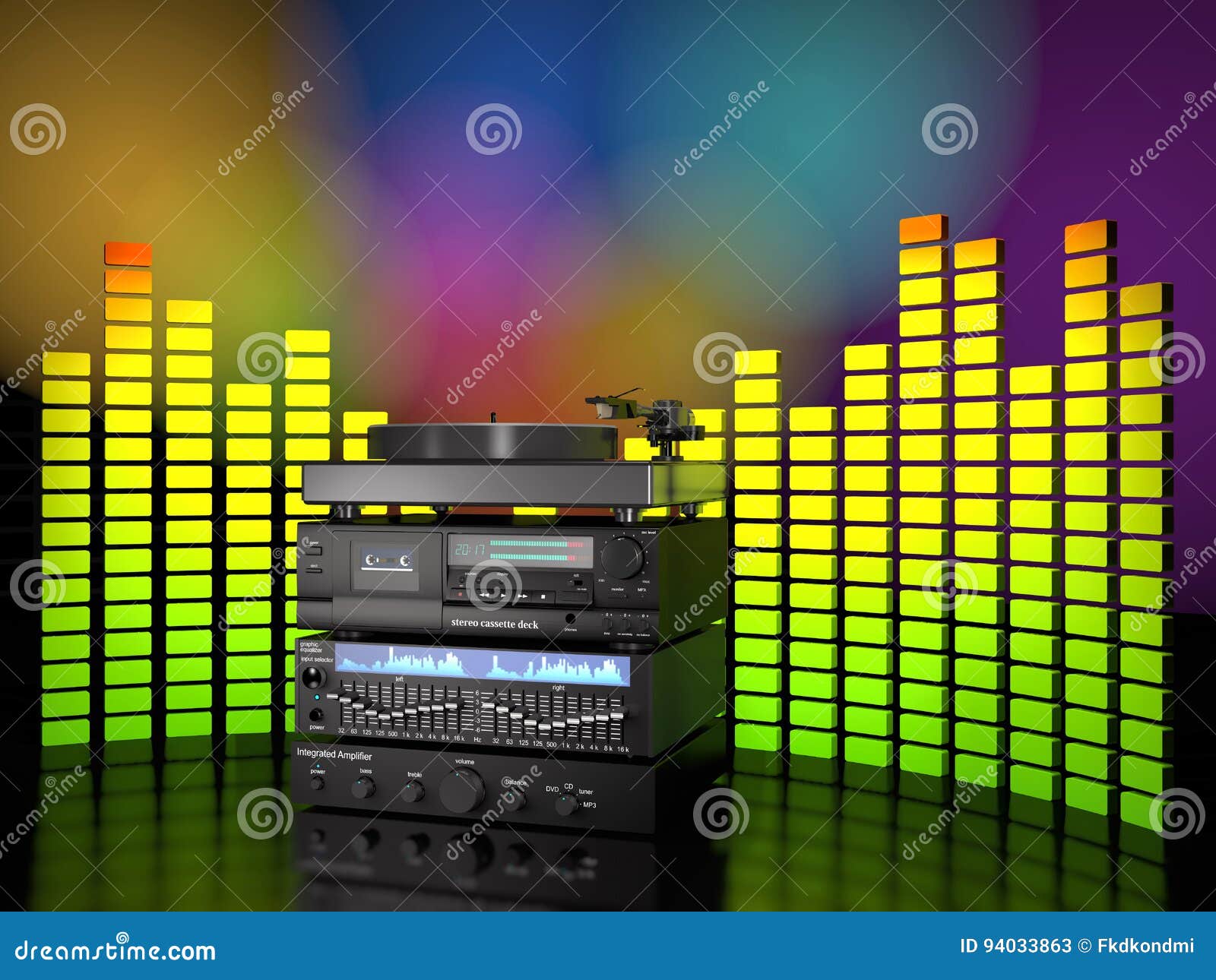 Set of Sound Electronic Devices 3d Illustration. Stock Illustration ...