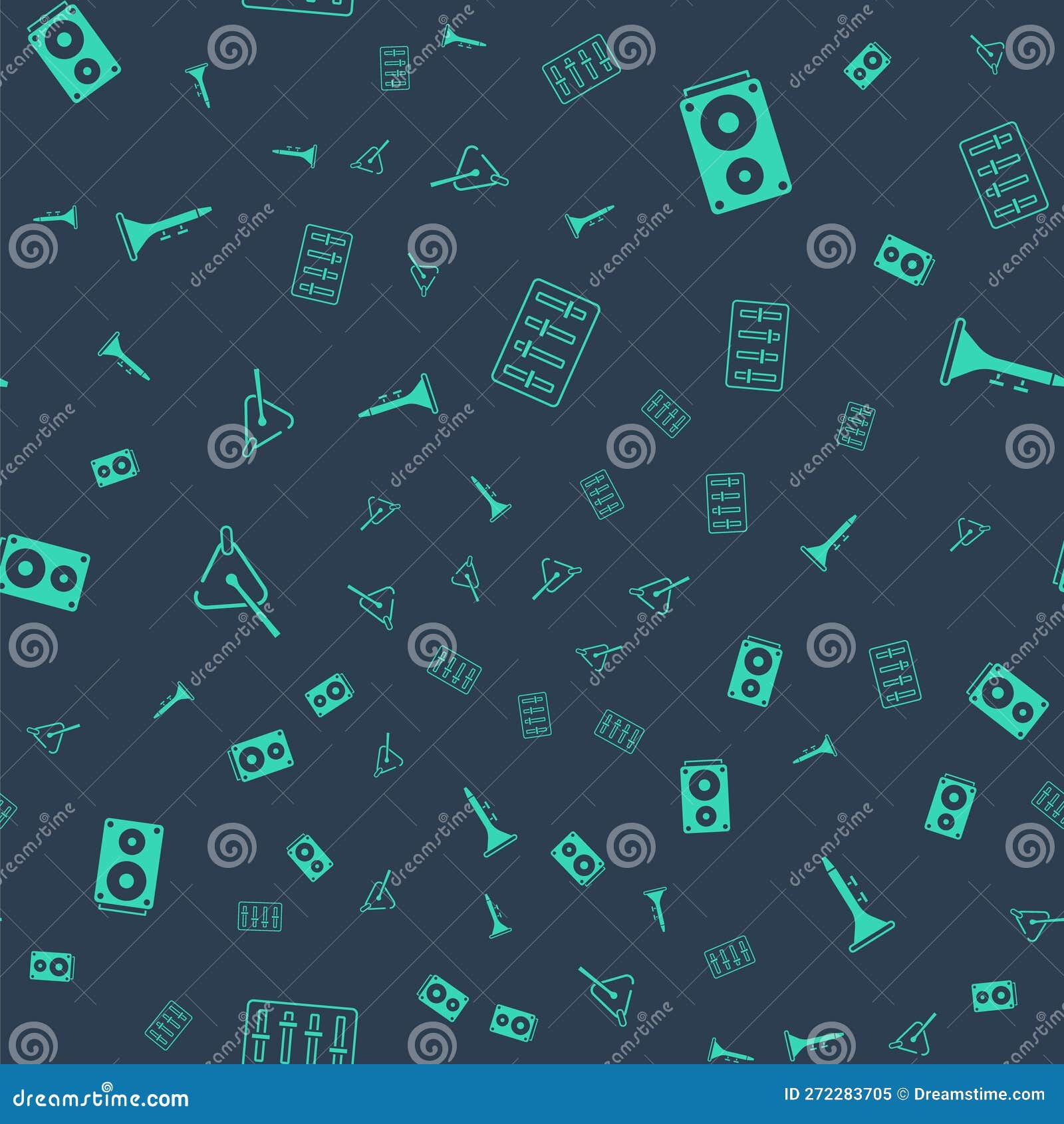 Set Sound Mixer Controller, Stereo Speaker, Triangle and Drum and Drum ...