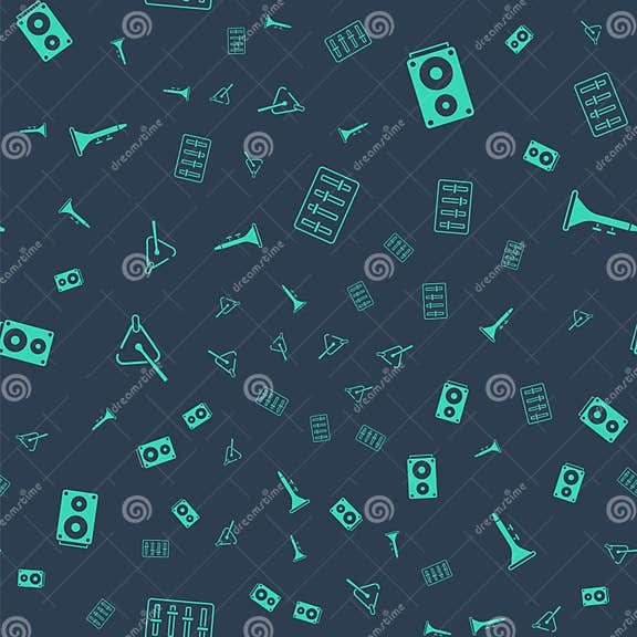 Set Sound Mixer Controller, Stereo Speaker, Triangle and Drum and Drum ...