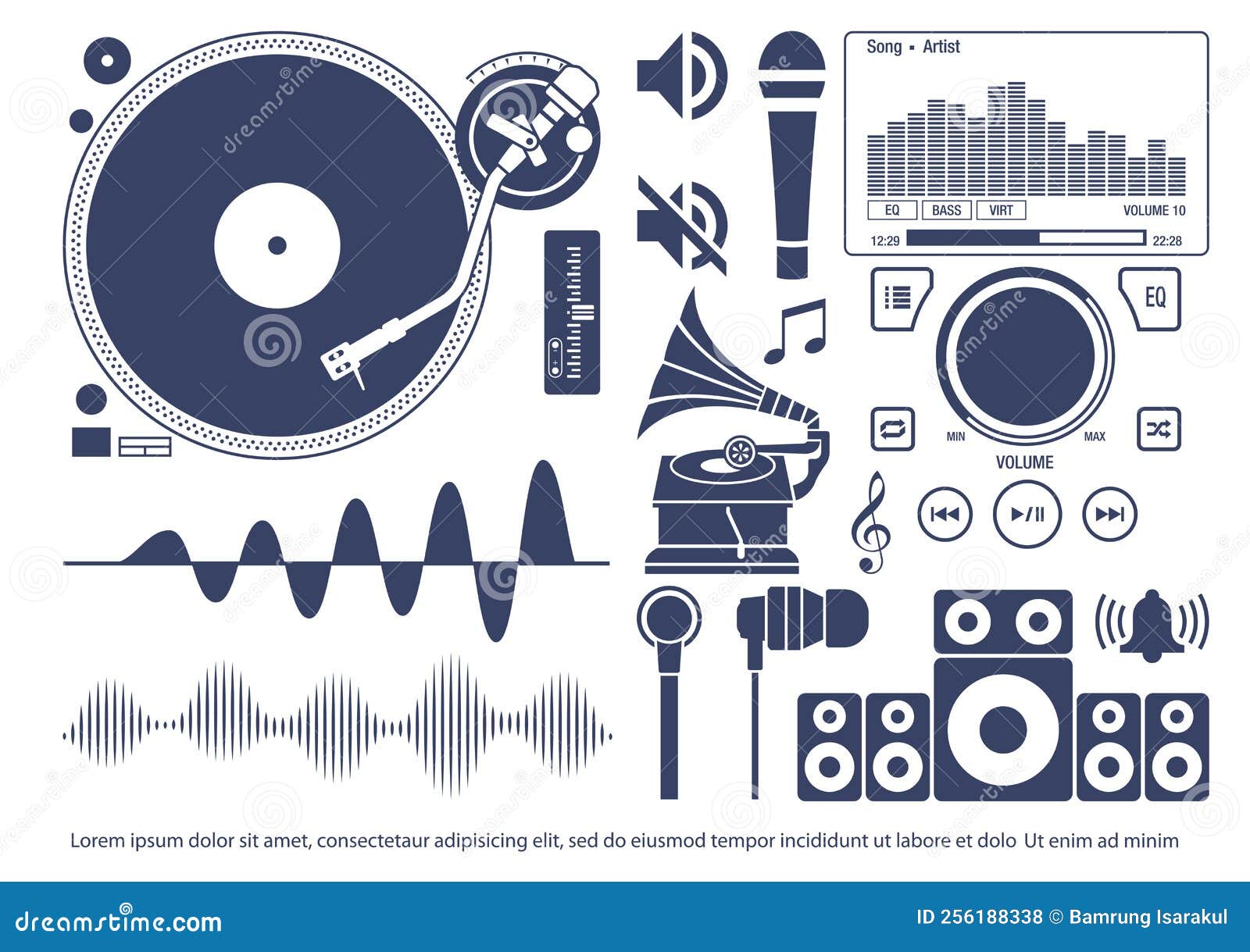 Set of Sound and Music Icons. Vector Image Stock Vector - Illustration ...