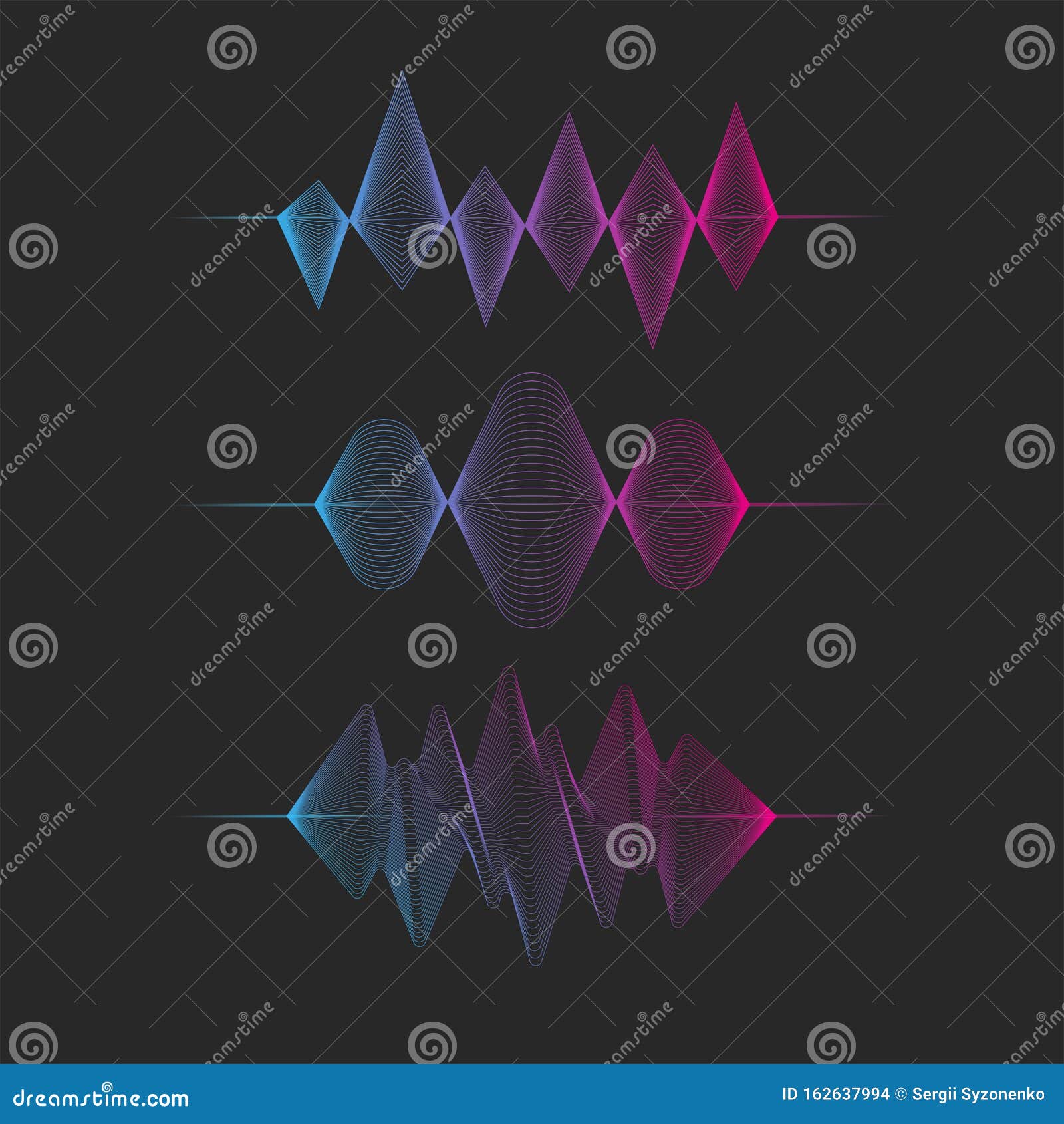 Set Sound Wave Gradient Graph Sound Frequency Voice Assistant ...